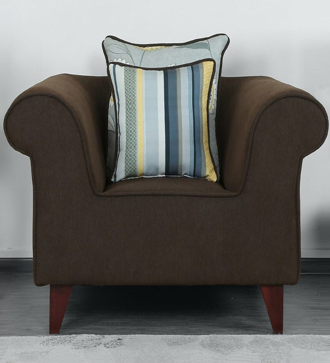 Buy Cielo Fabric 1 Seater Sofa In Chestnut Brown Colour By Casacraft ...