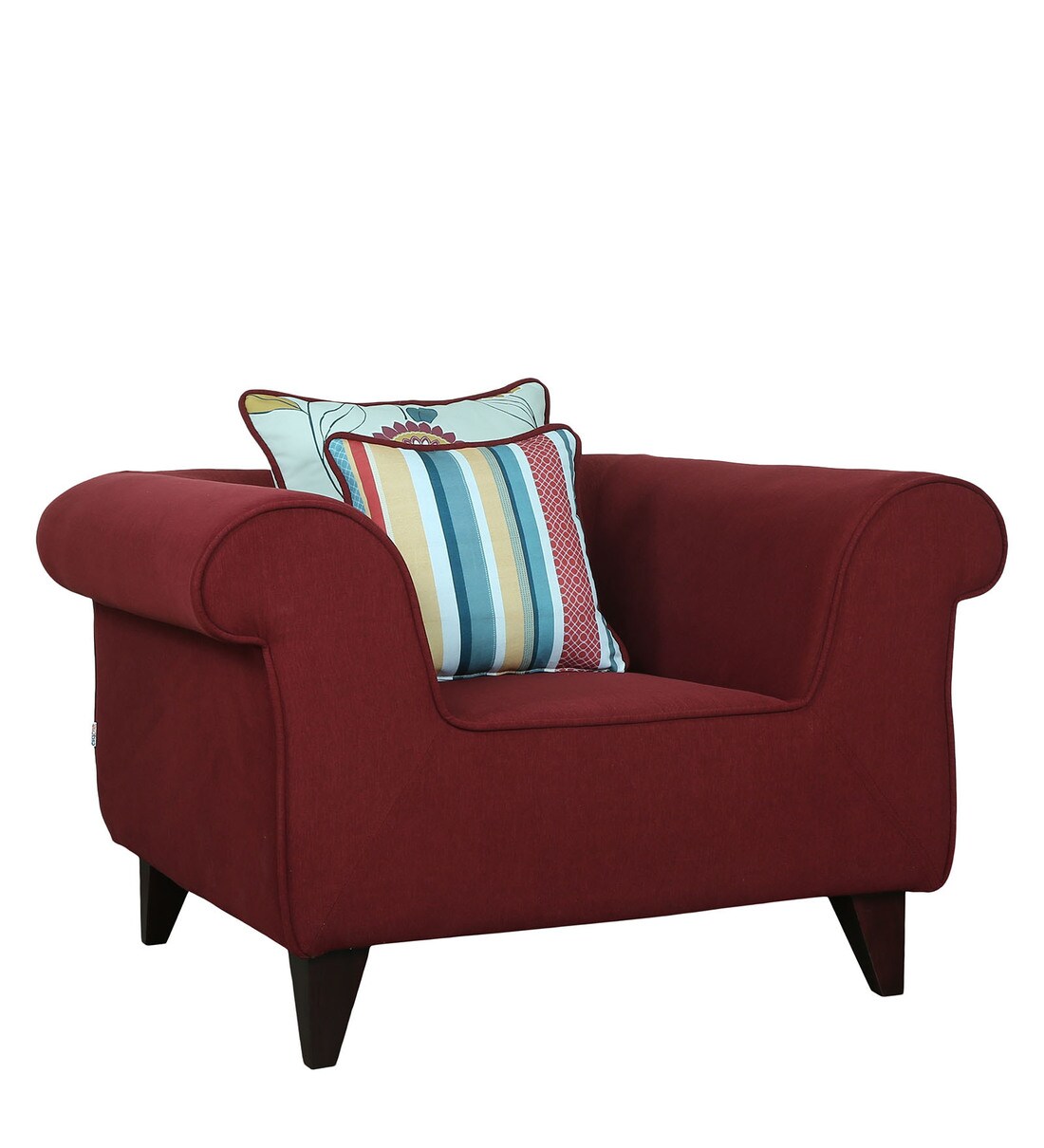 Buy Cielo Fabric 1 Seater Sofa In Garnet Red Colour By Casacraft Online ...