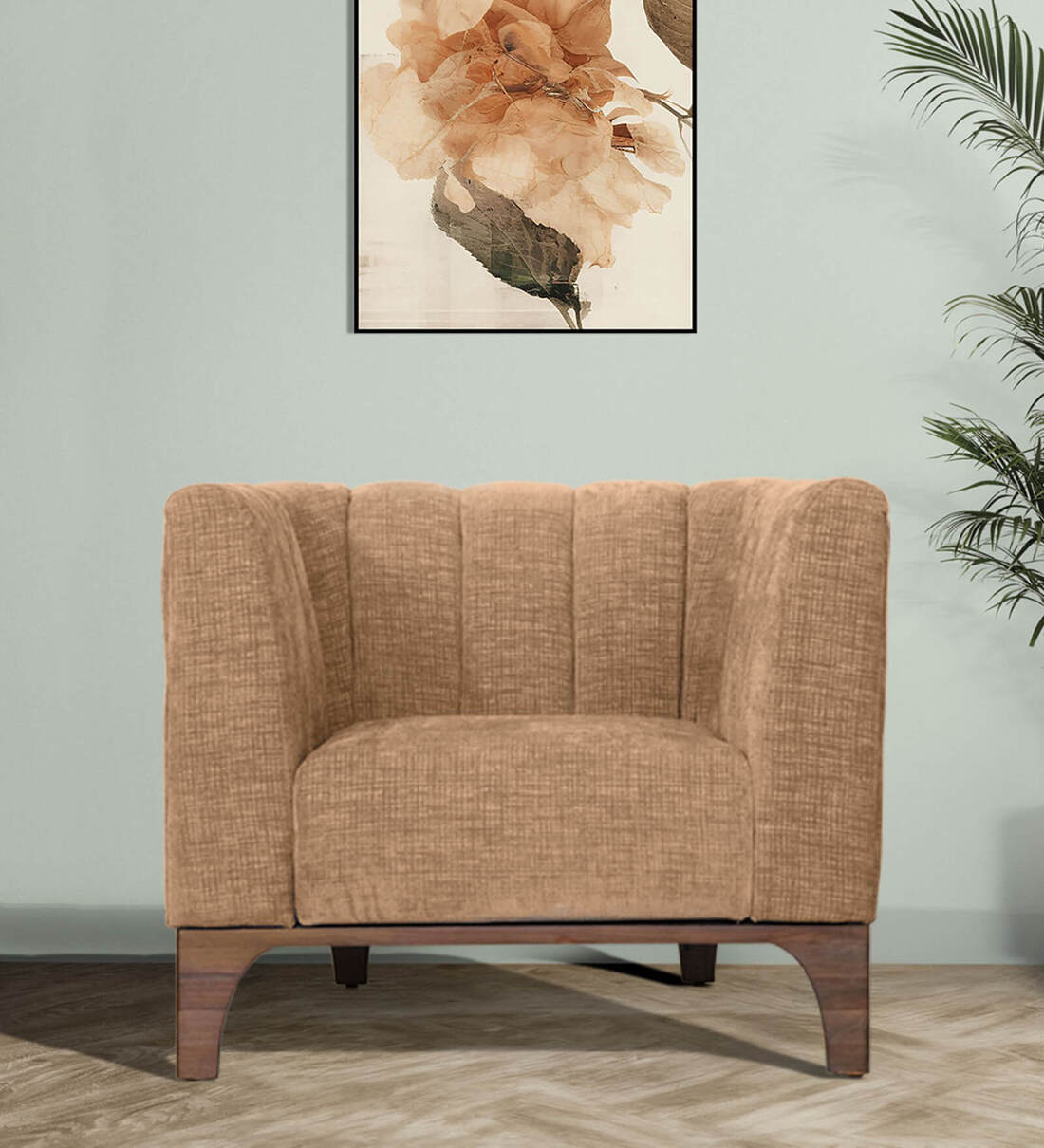 Buy Citadel Fabric 1 Seater Sofa In Dark Walnut Colour at 20% OFF by ...
