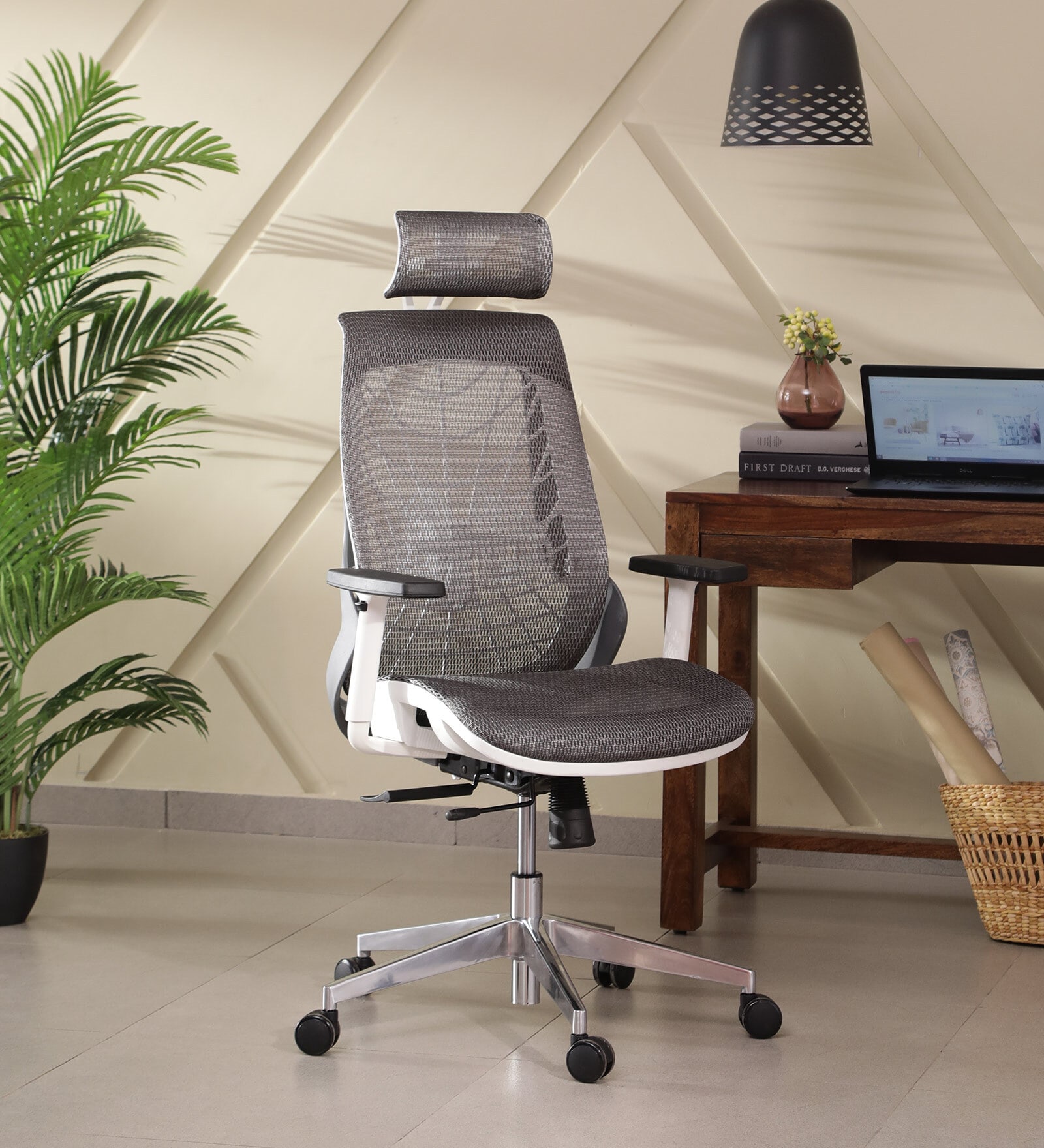 Buy Ciel Breathable Mesh Ergonomic Chair in White & Grey Colour at 15% ...