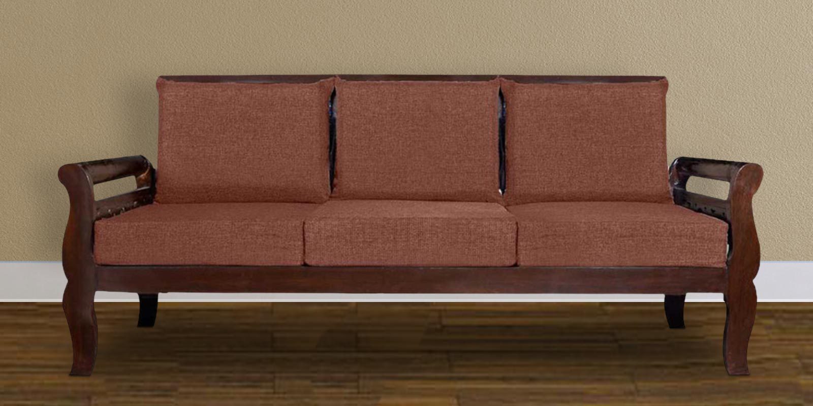 Buy Cilantro Three Seater Sofa in Chocolate Colour by Tezerac Online ...
