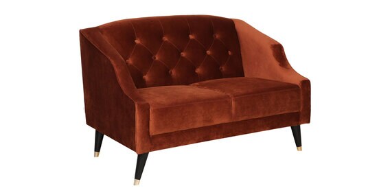 Buy Cincinnati Velvet 2 Seater Sofa In Rust Brown Colour By Amberville ...