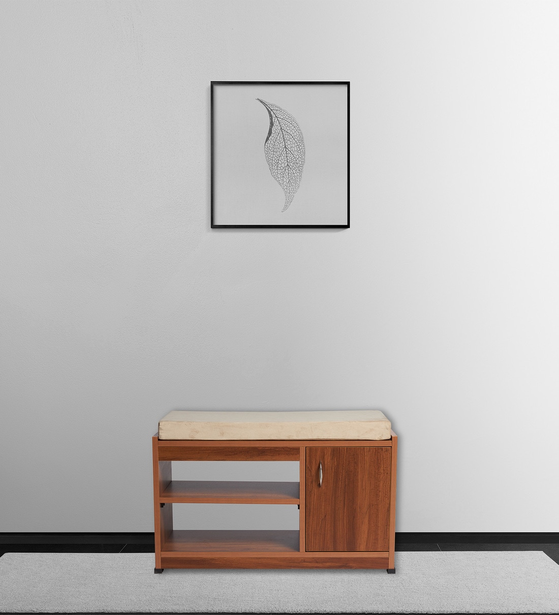 Buy Claret Shoe Rack with Seating in Teak Finish Online - Shoe Rack ...