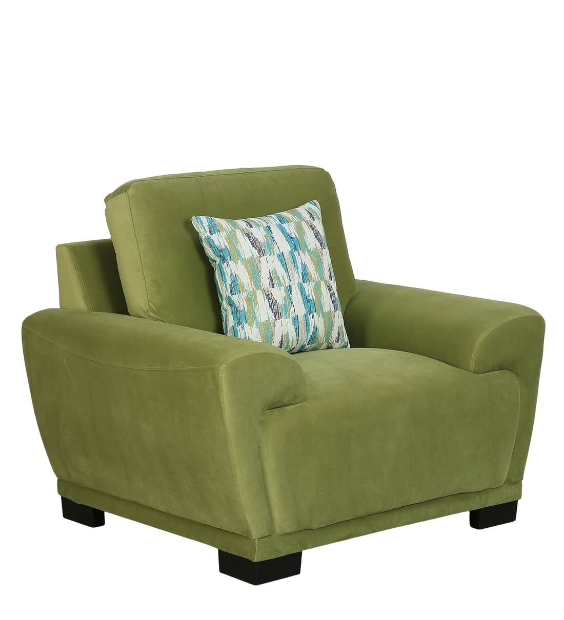 Buy Clarksville Velvet 1 Seater Sofa In Olive Green Colour By ...