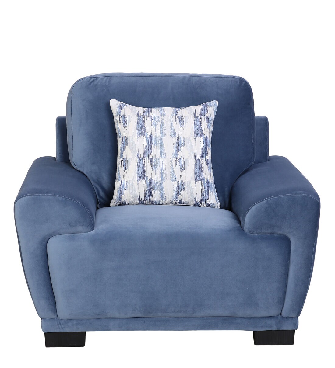 Buy Clarksville Velvet 1 Seater Sofa In Powder Blue Colour By ...