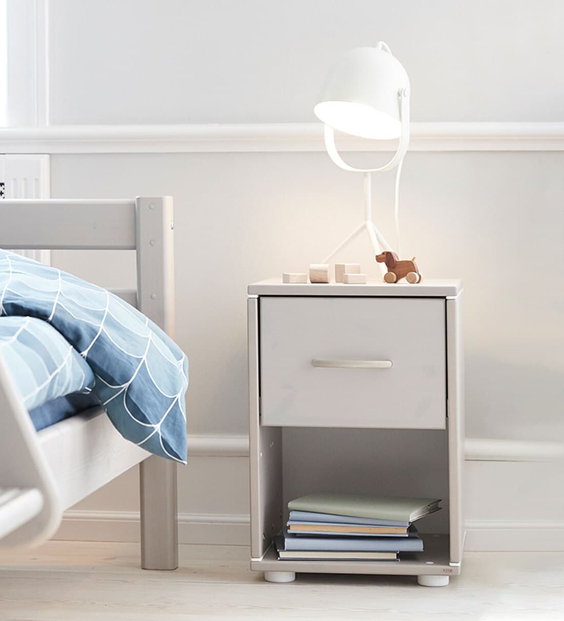 Buy Classic Solid Wood Kids Bedside Table in Grey Colour Online - Kids ...