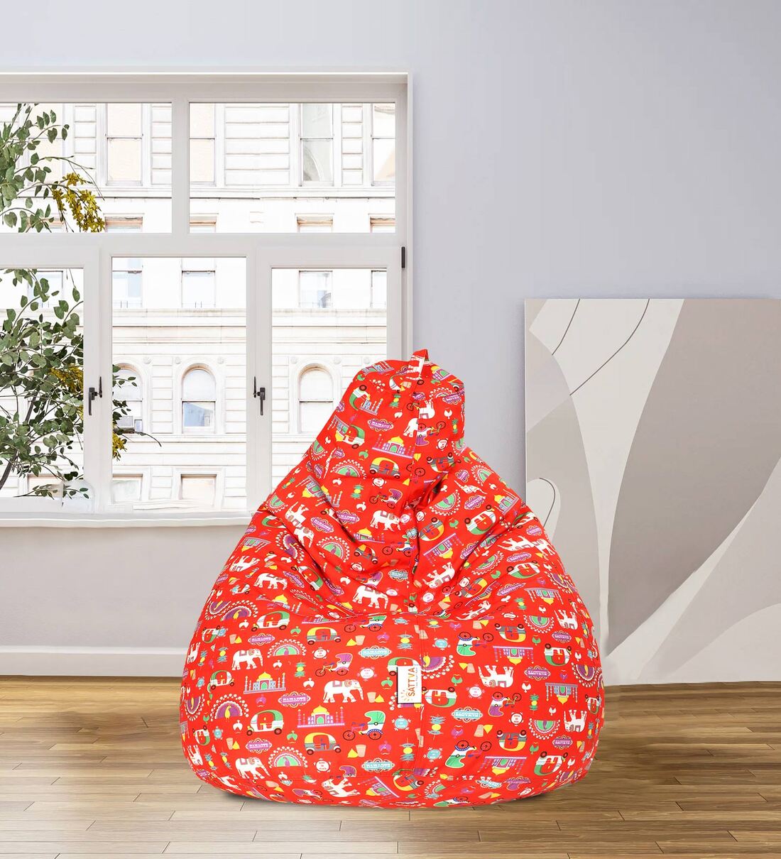 Buy Classic 4XL Canvas Fabric Bean Bag with Beans in Red Colour at 36% ...