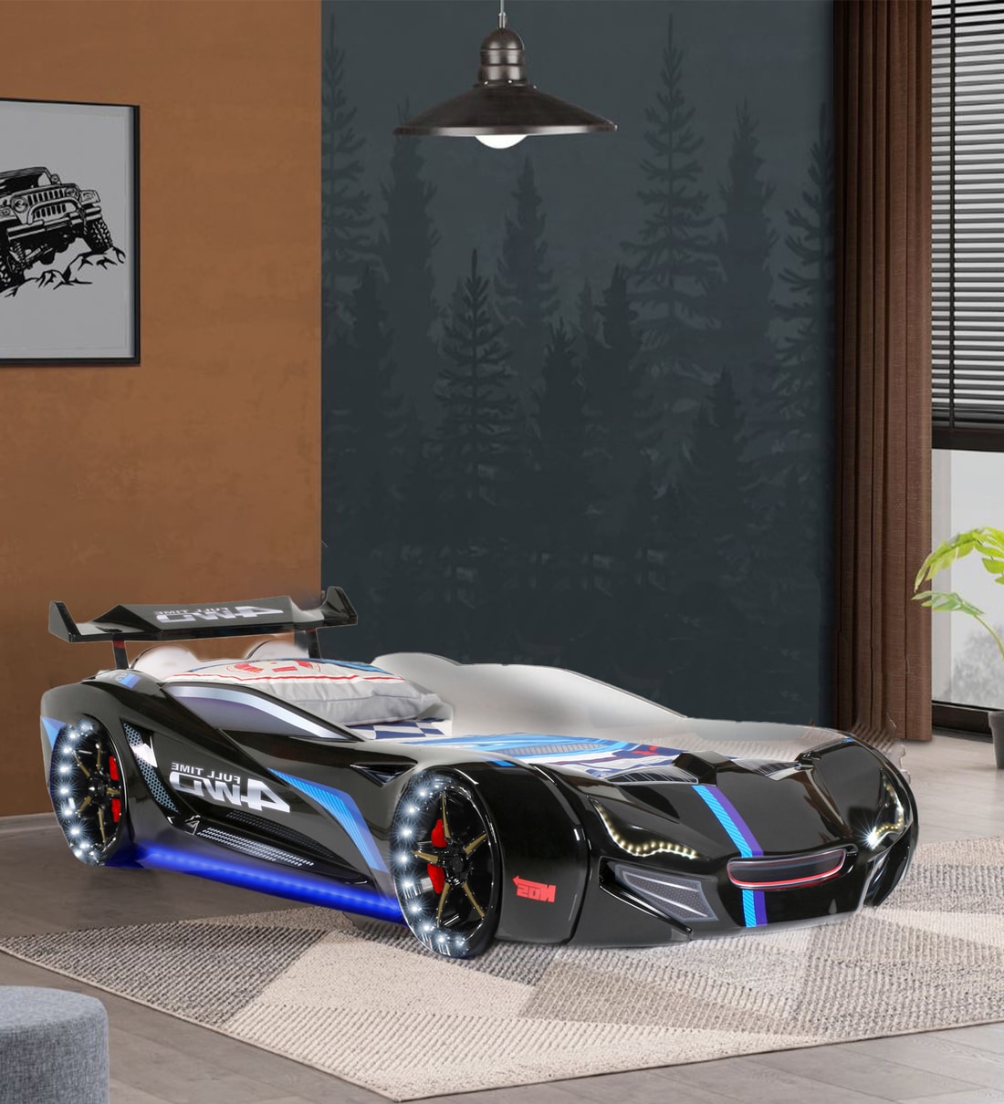 Buy Classic Racing Car Bed In Black Colour with Mattress at 8% OFF by ...