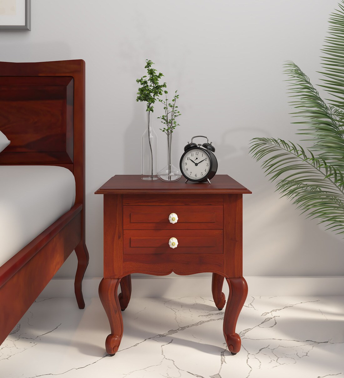 Buy Clifford Sheesham Wood Bedside Table In Honey Oak Finish With ...