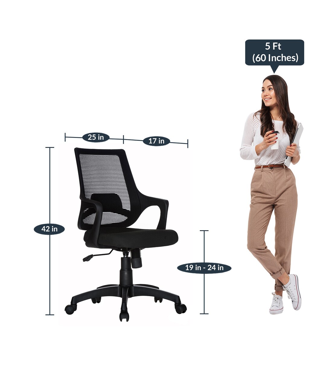 Buy Clio Breathable Mesh Ergonomic Chair in Black Colour by Tealkart ...