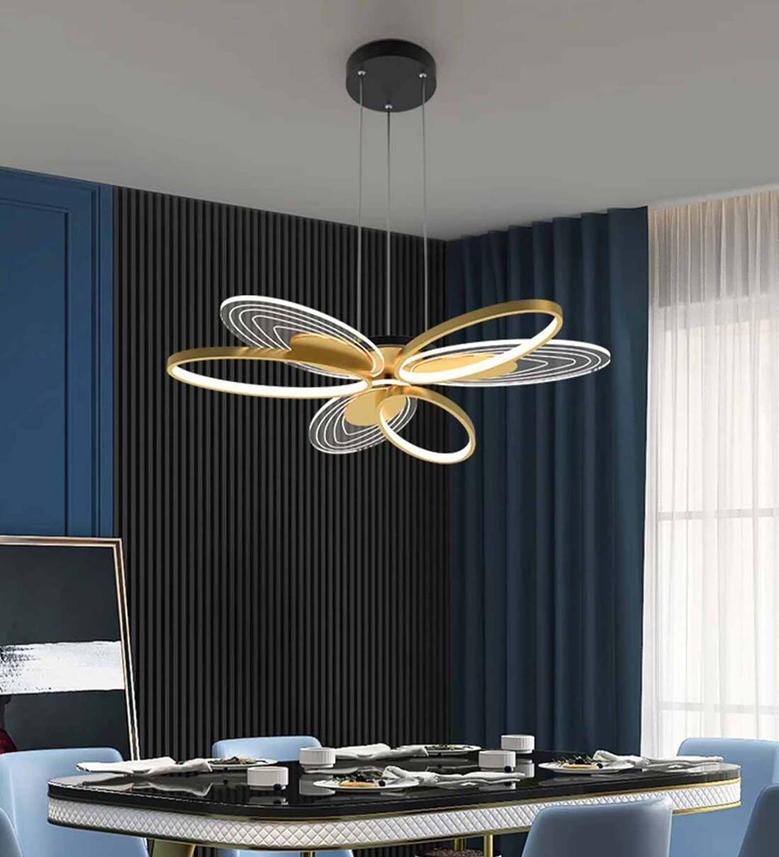 Buy Clover Rose Gold LED Smart Voice Assist Chandelier By Smartway ...