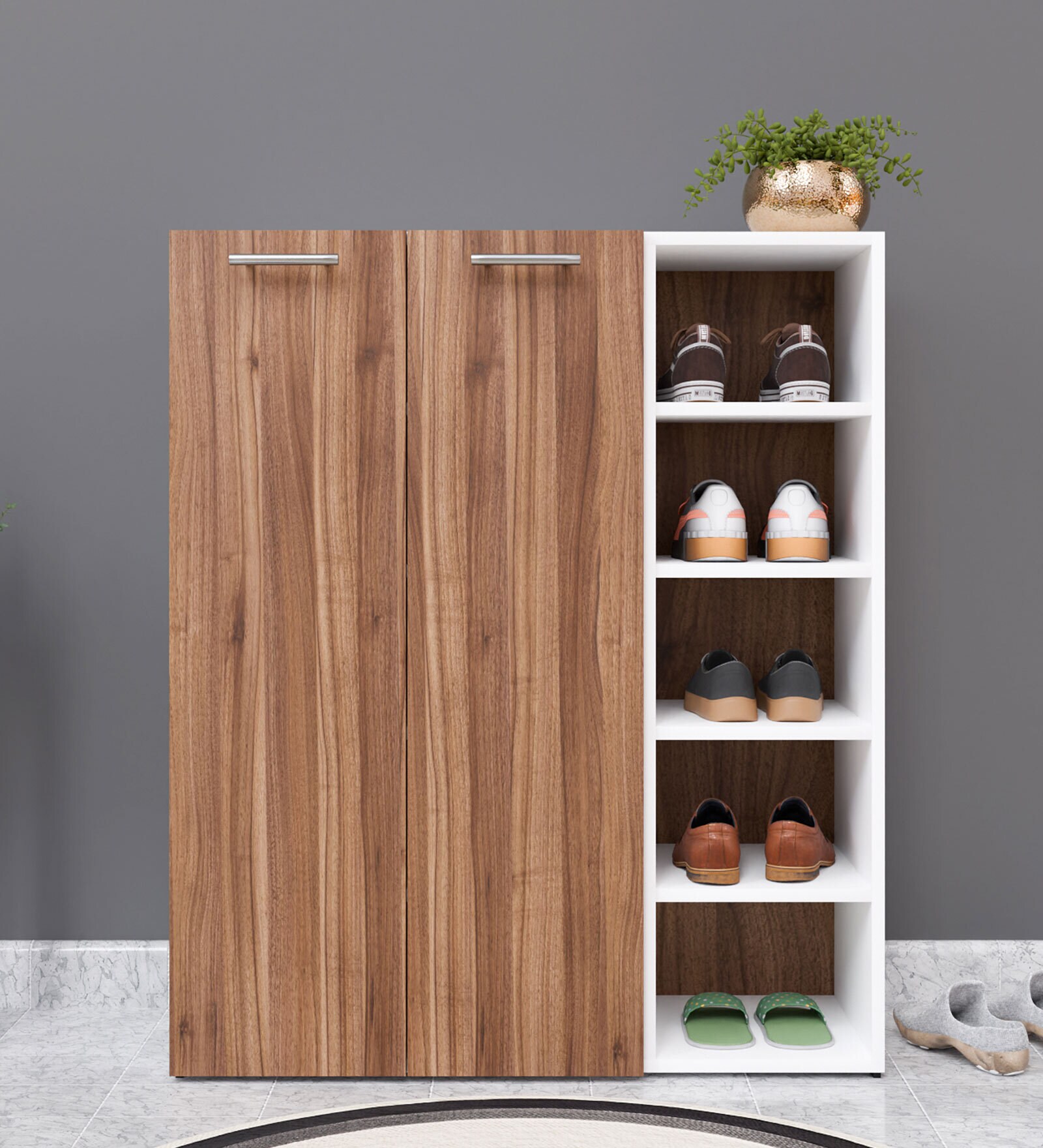 Buy Claire Shoe Cabinet In Noce Lyon And White Colour at 5% OFF by ...