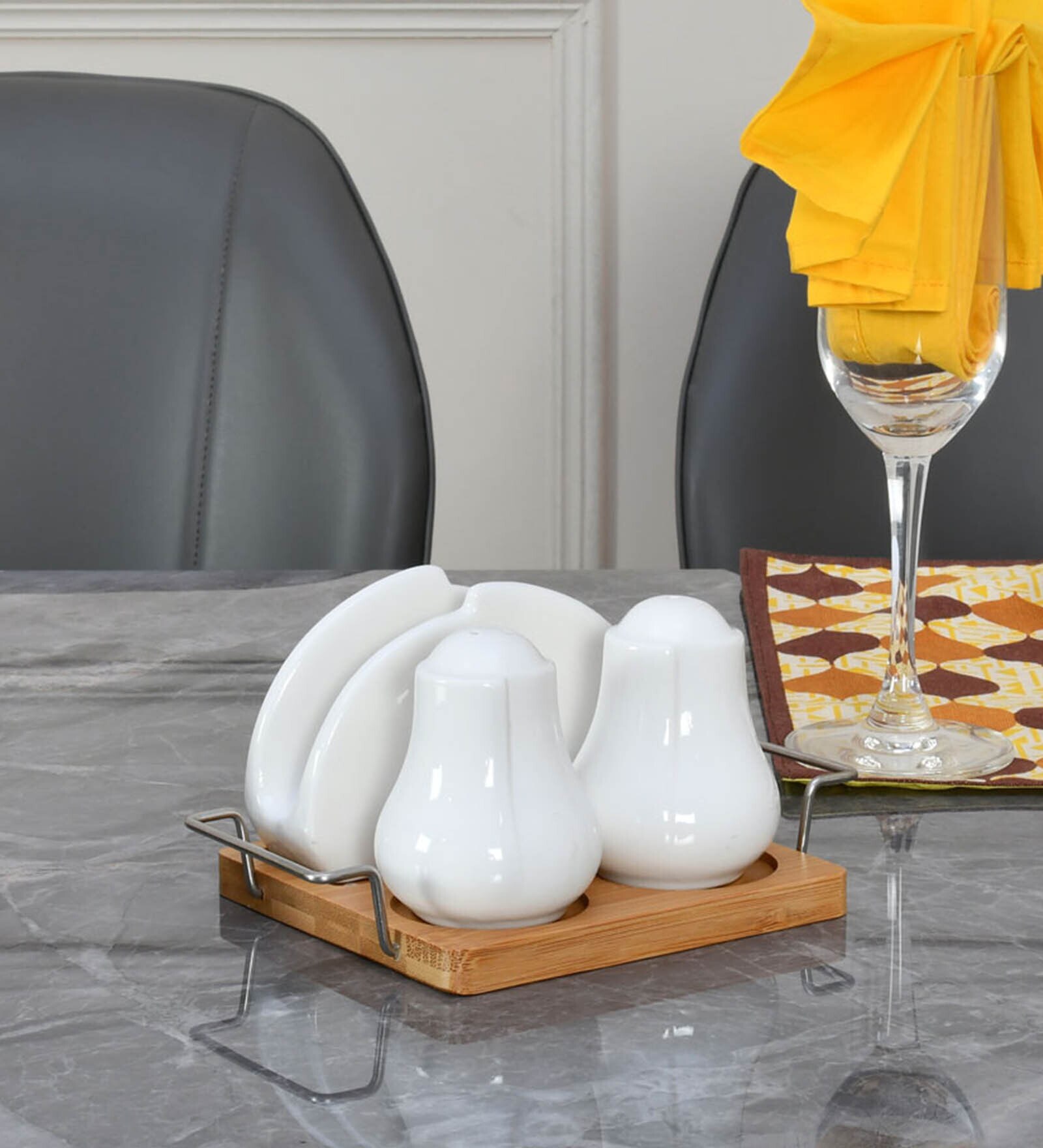 Buy Brisbane White Ceramic (Set of 4) Salt & Pepper Shaker & Tissue ...