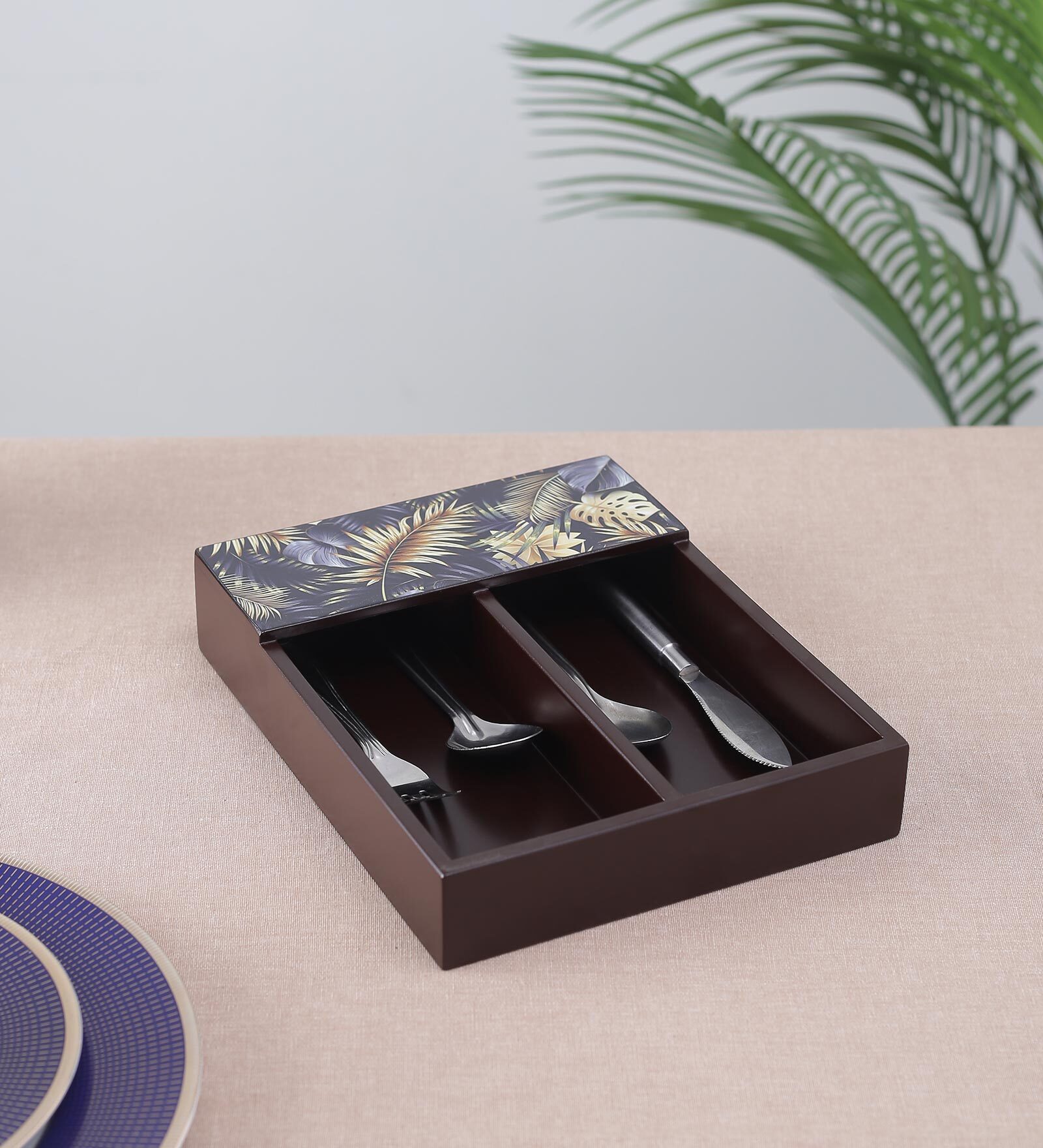 Buy Brown Gold Leaf Print MDF Cutlery Holder at 6% OFF by ClasiCraft ...