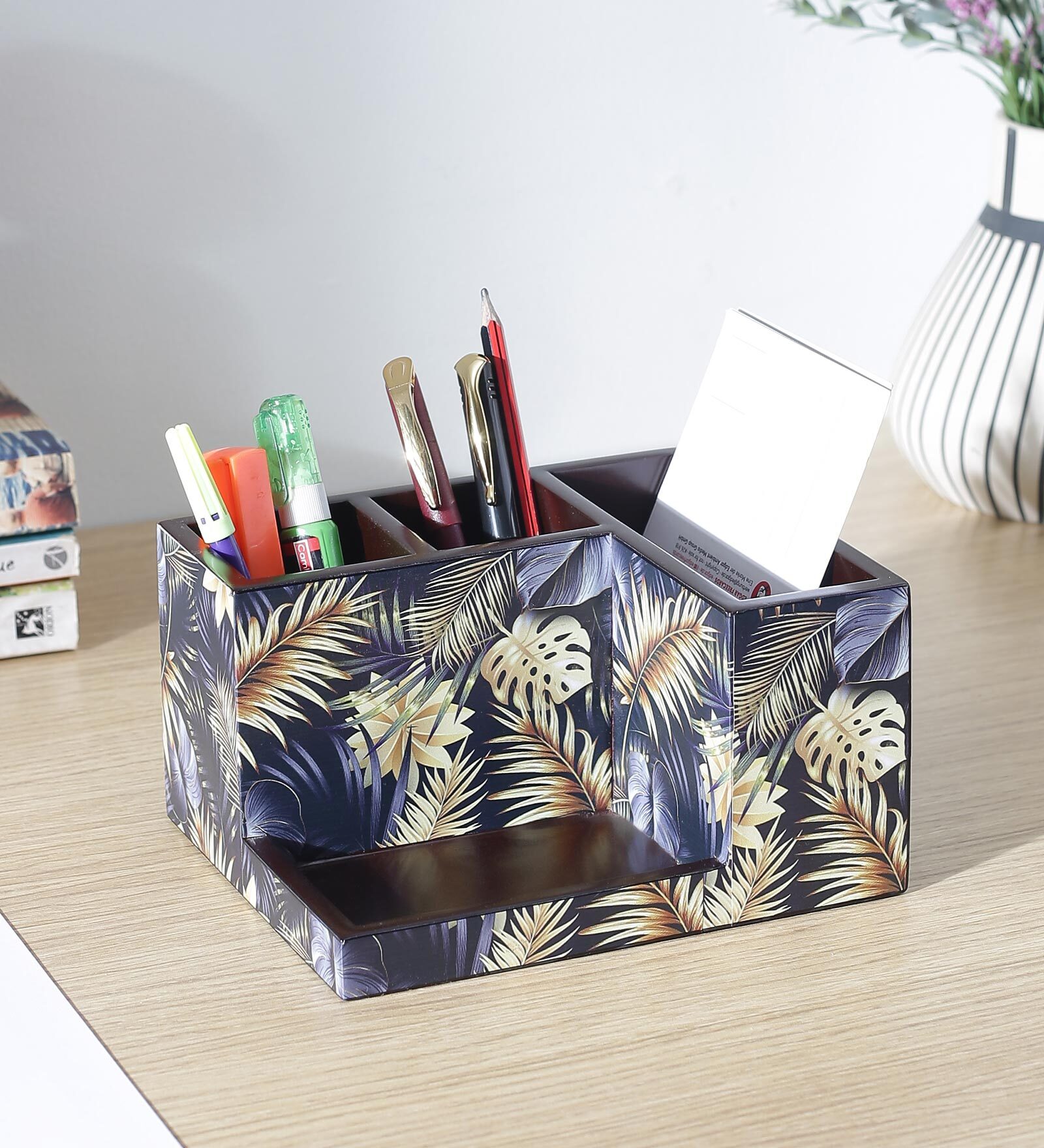 Buy Brown Gold Leaf Print MDF Desk Organizer at 21% OFF by ClasiCraft ...