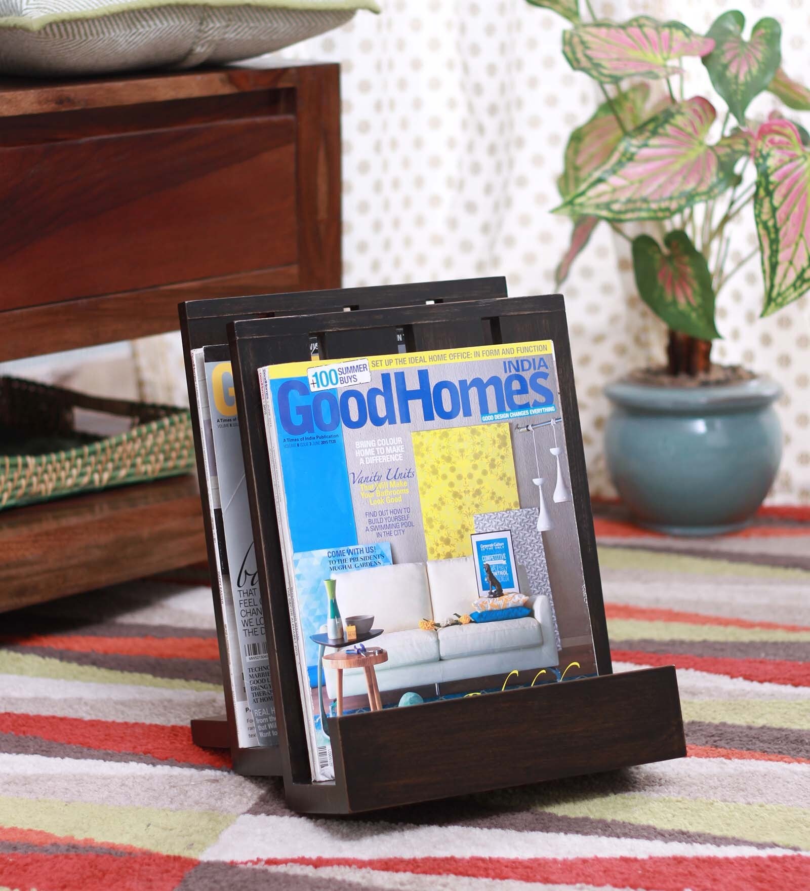 Buy Brown Wooden Magazine Stand by ClasiCraft Online - Document ...