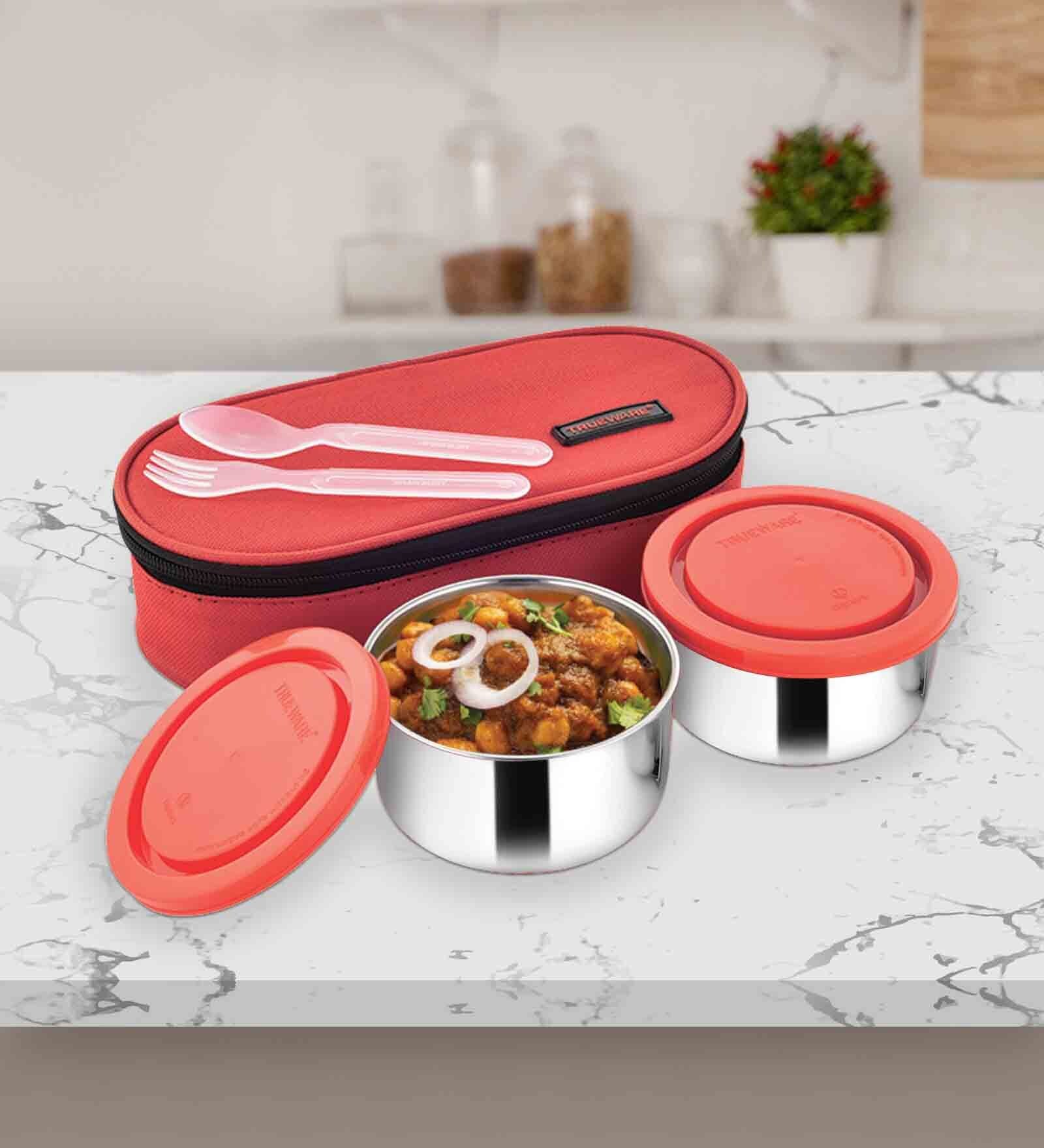 Buy Classic Red Stainless steel 2 Container Lunch Box at 22% OFF by ...