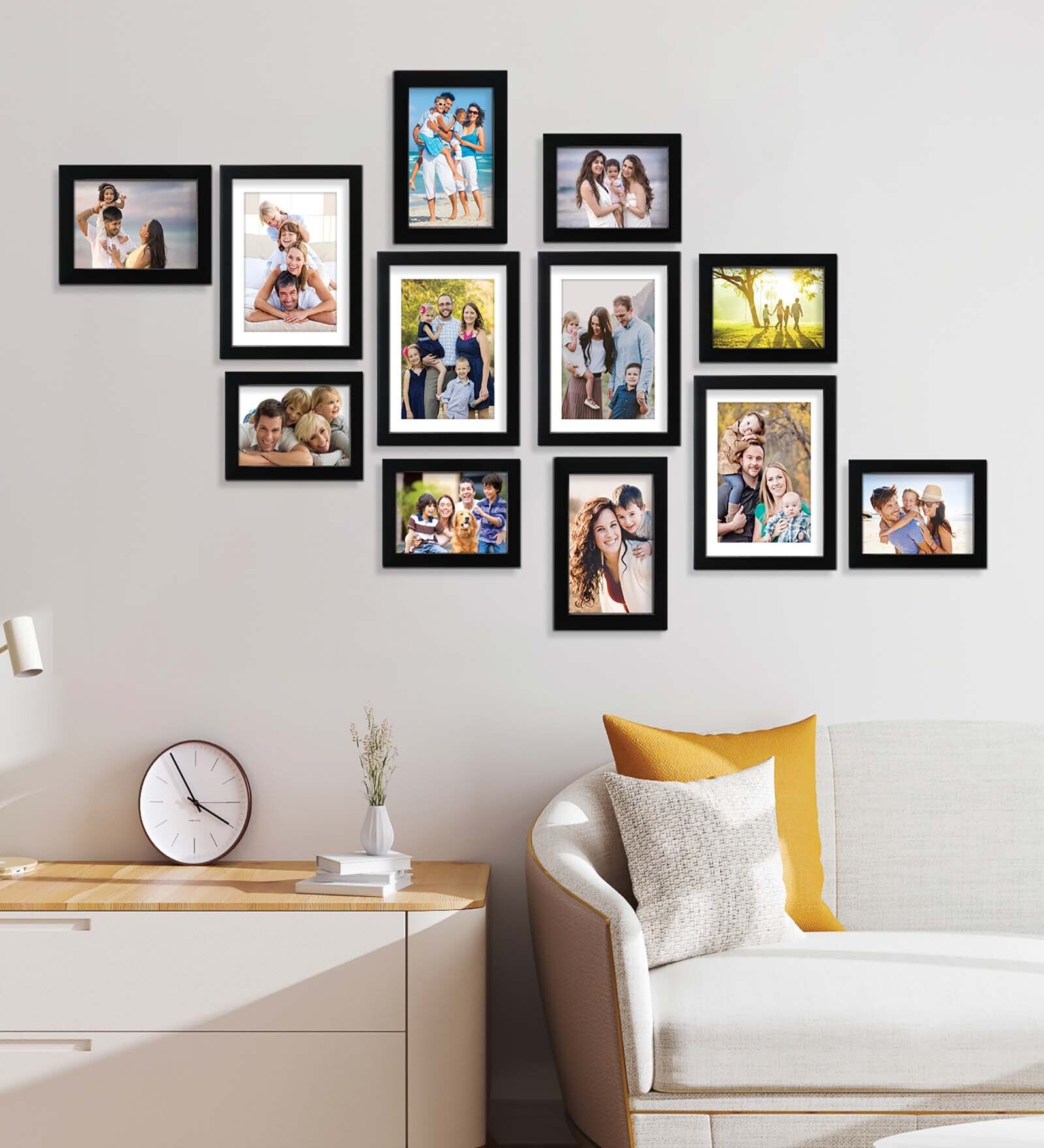 Buy Black Synthetic Wood Classic (Set Of 12)) Collage Photo Frames at ...
