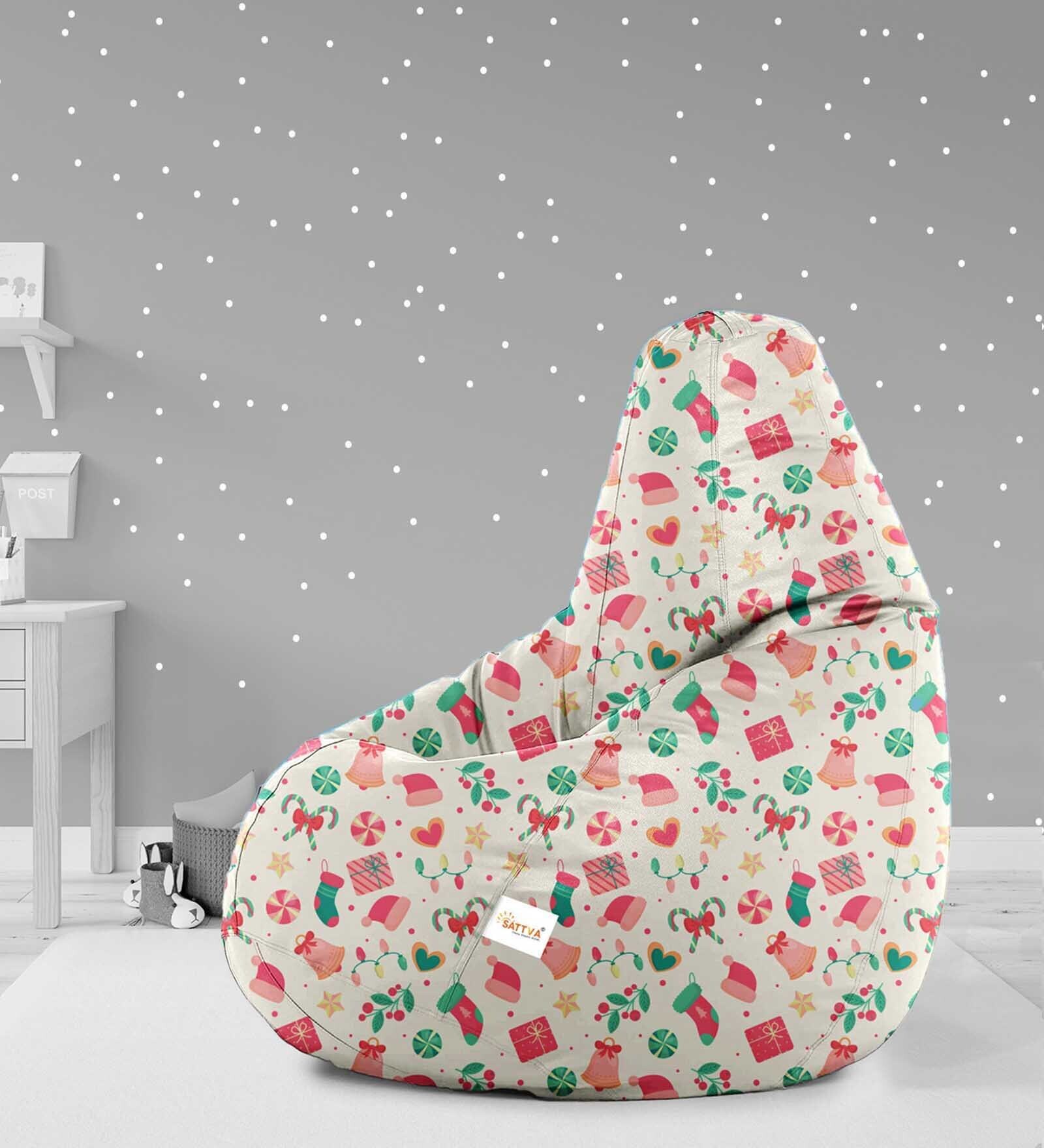 Buy Classic XXXL Filled Bean Bag in Christmas Gift Multicolour Print at ...