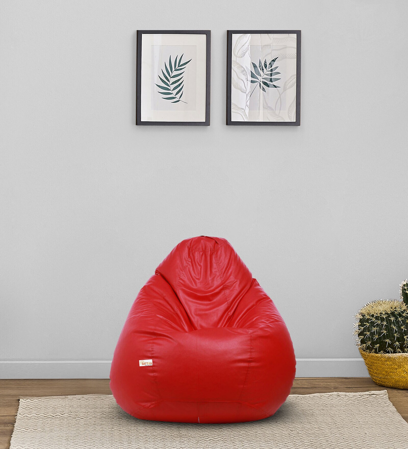 Buy Classic XXXL Leatherette Bean Bag with Beans in Red Colour at 25% OFF by Sattva | Pepperfry