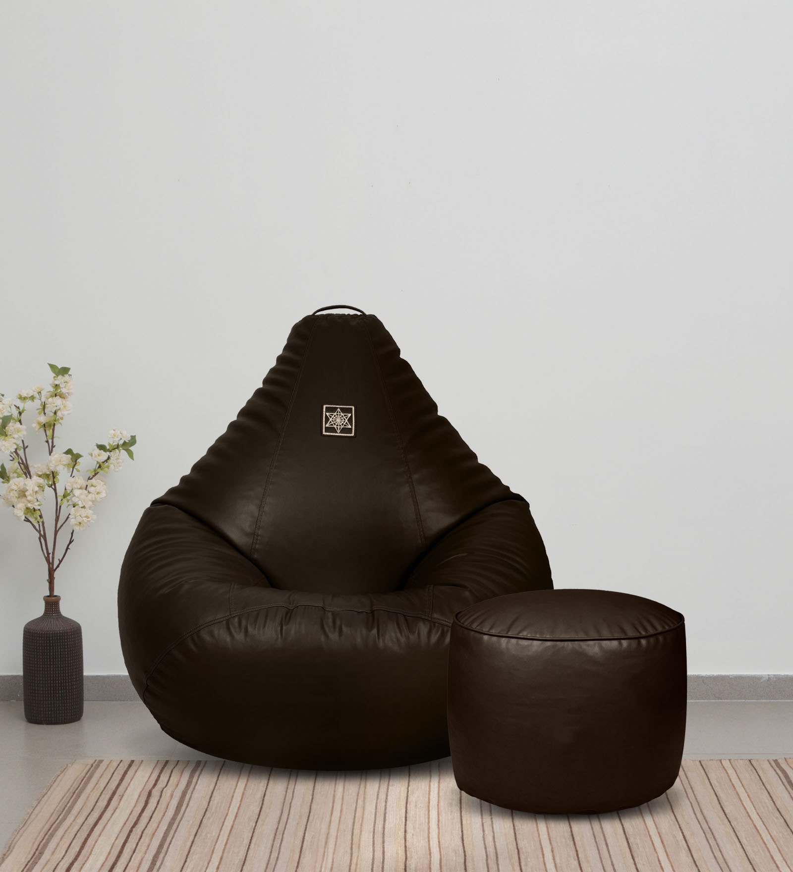 Buy Classy XXXL Leatherette Bean Bag with Beans in Brown Colour with ...
