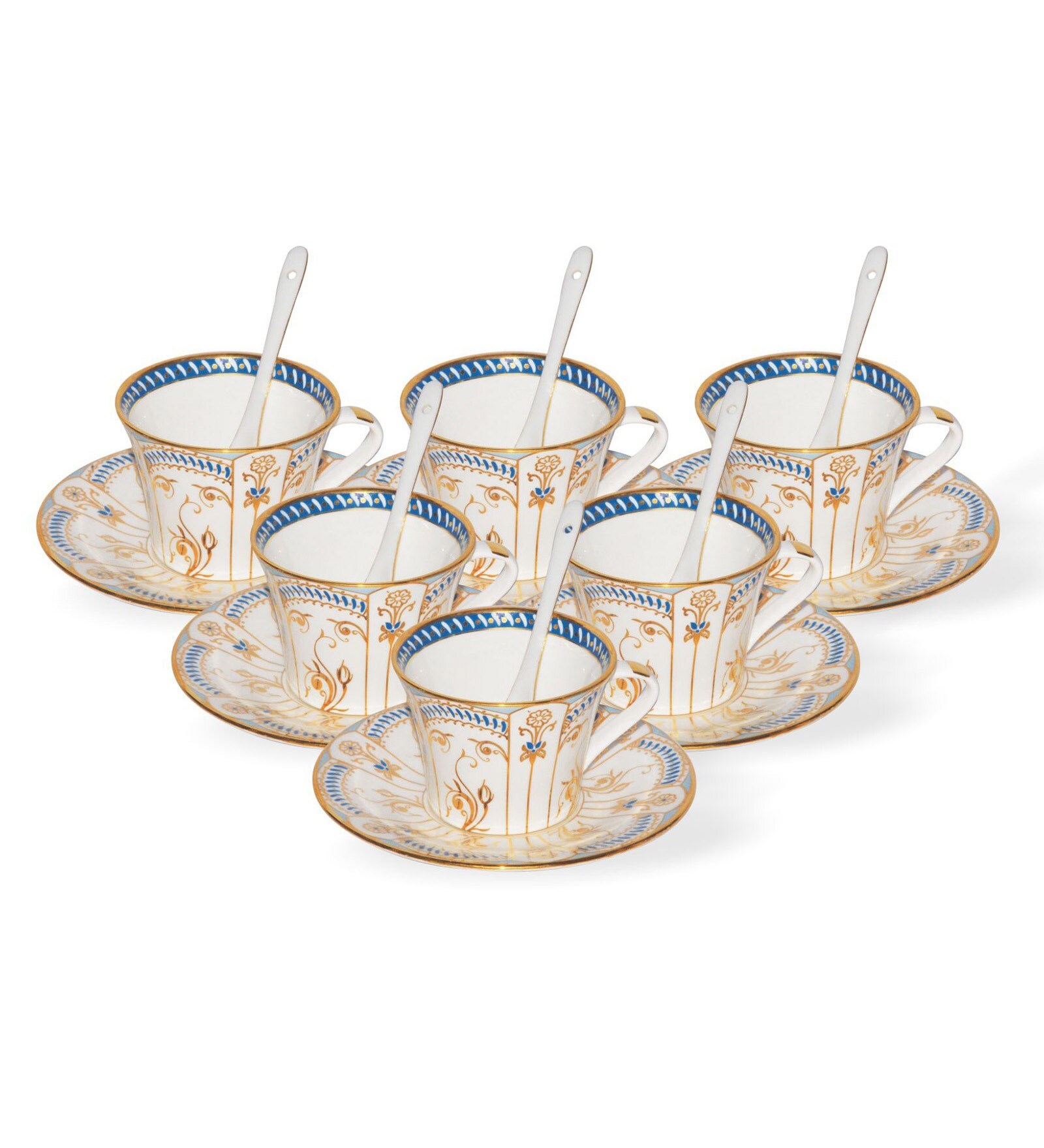 Buy Clay Craft Fine Art 220 ML Bone China Tea Cups & Saucers with ...