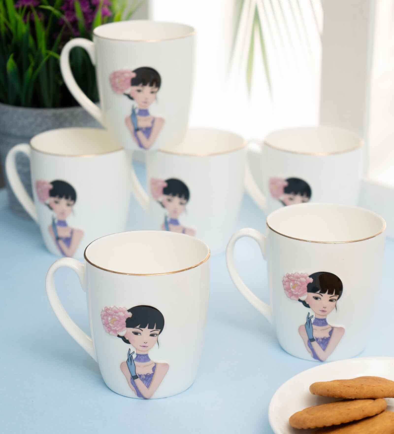 Buy Clay Craft Fine Ceramic Barbie Tea/Coffee Cup Set Of 6 - 200 ml ...