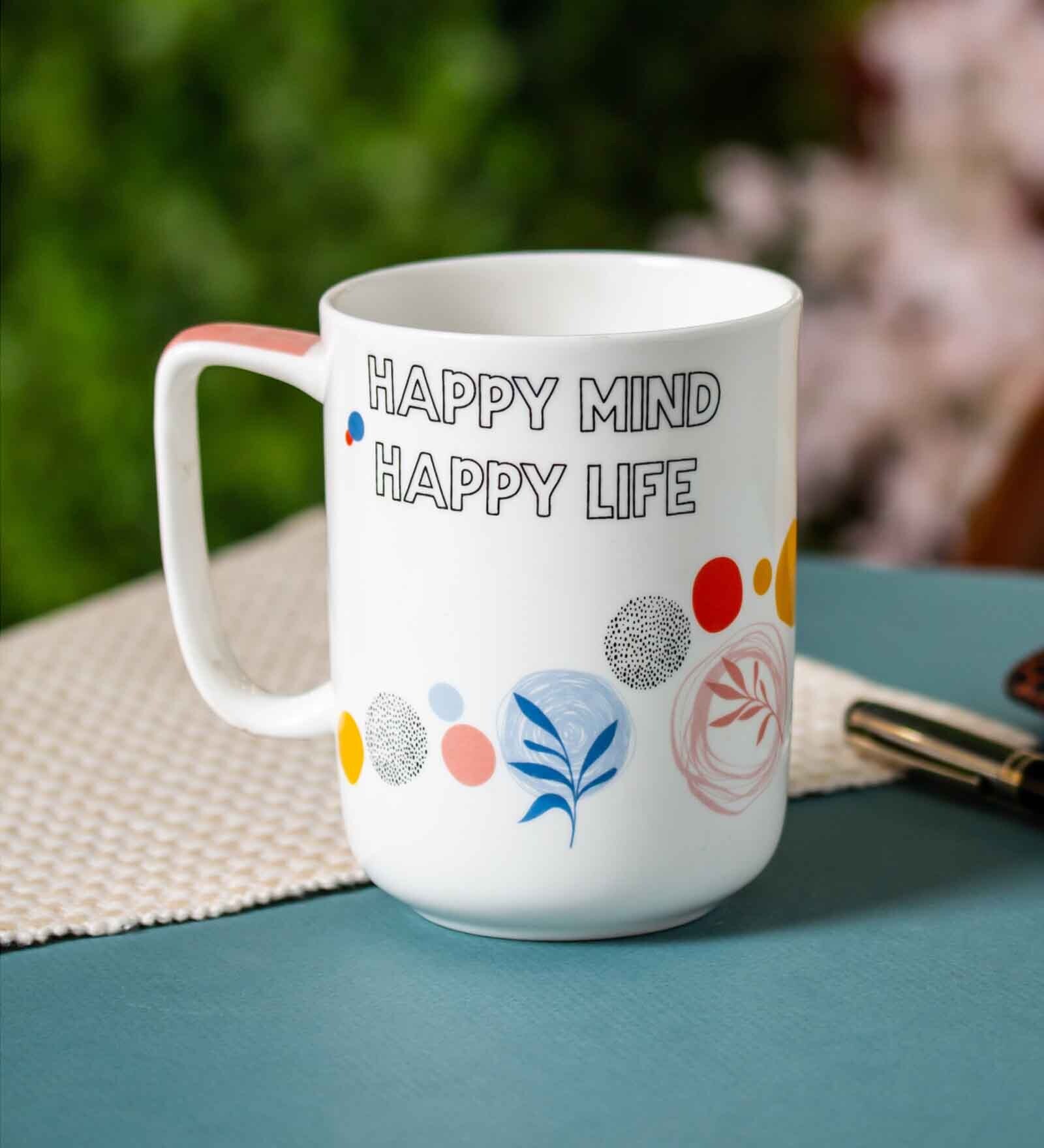 Buy Clay Craft Fine Ceramic Happy Mind Happy Life Milk Mug 2 Piece ...