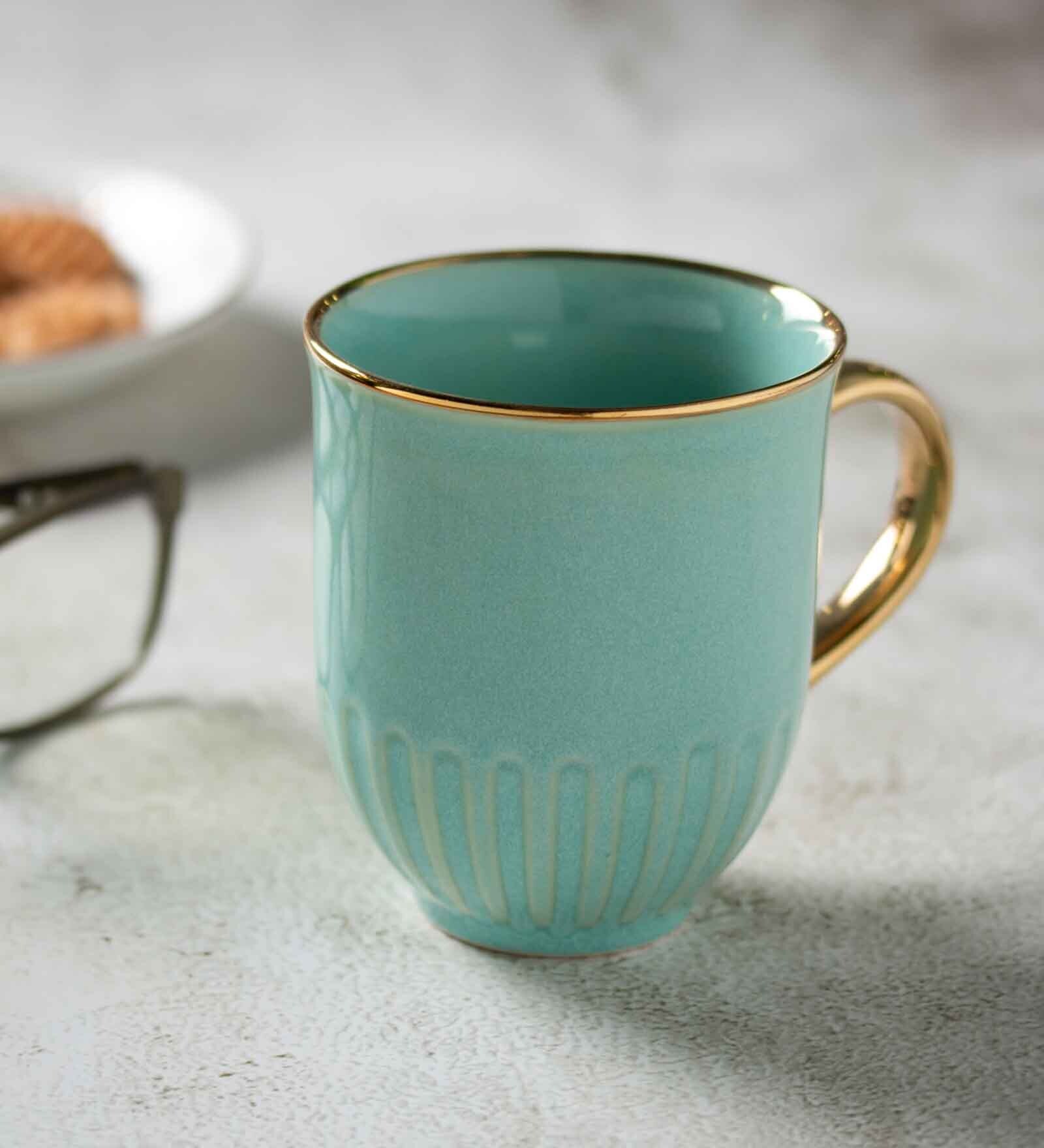 Buy Clay Craft Fine Ceramic Topaz Em Green Milk Mug 2 Piece -280 ml at ...