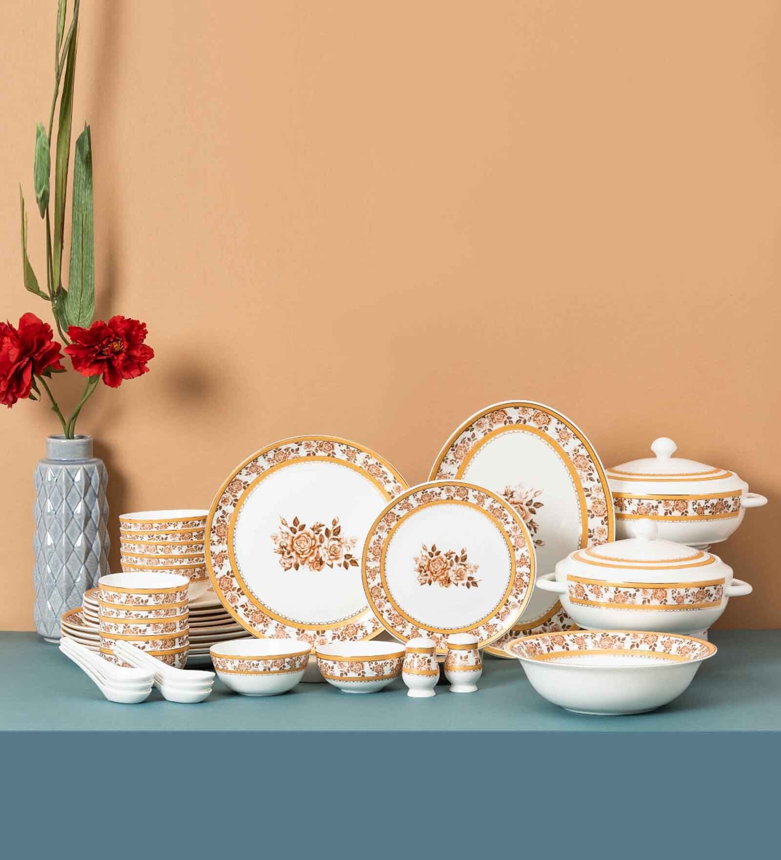 Buy Clay Craft Fine Ceramic Urmi Noir Dinner Set (Set Of 38) (N408 ...