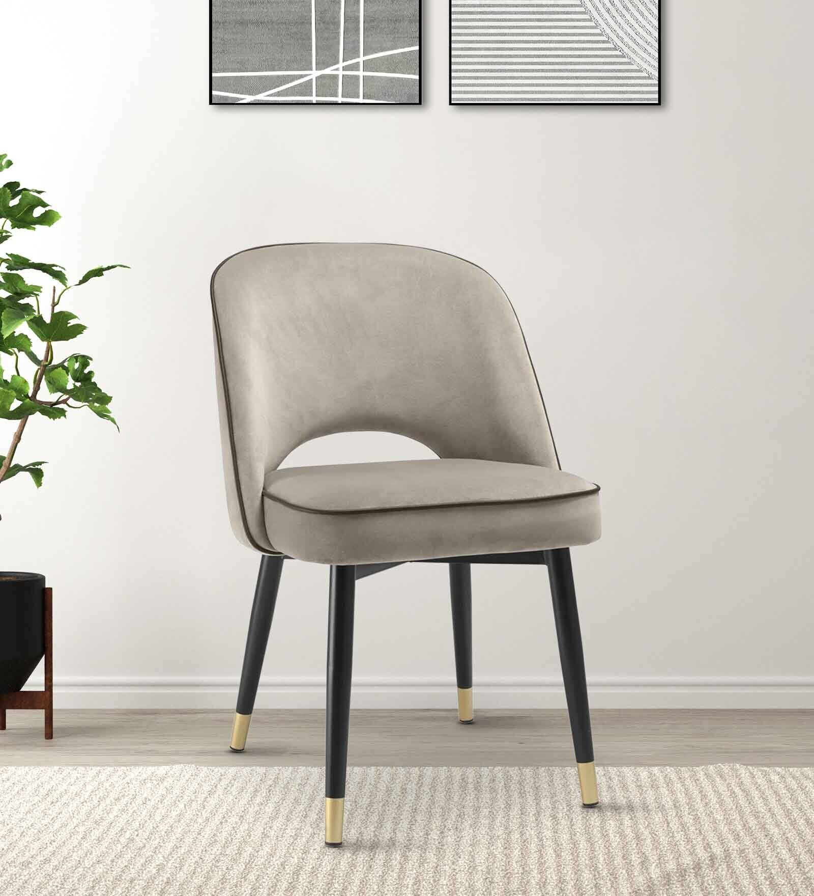 Buy Cliff Velvet Dining Chair in Beige Colour at 73% OFF by Kiyan ...