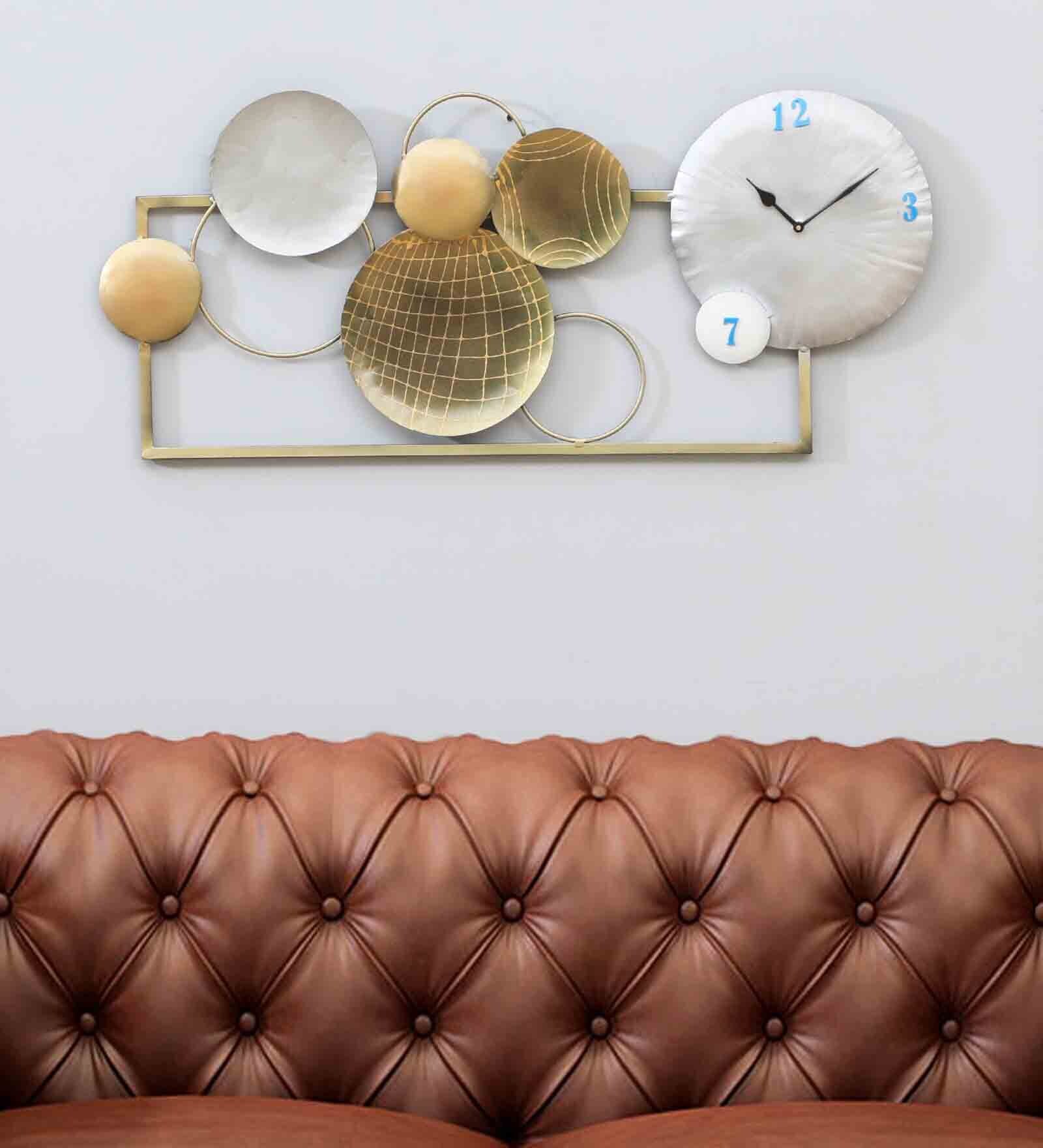 Buy Clock Abstract Metal Wall Art in Silver Colour by SMD Export at 16% ...
