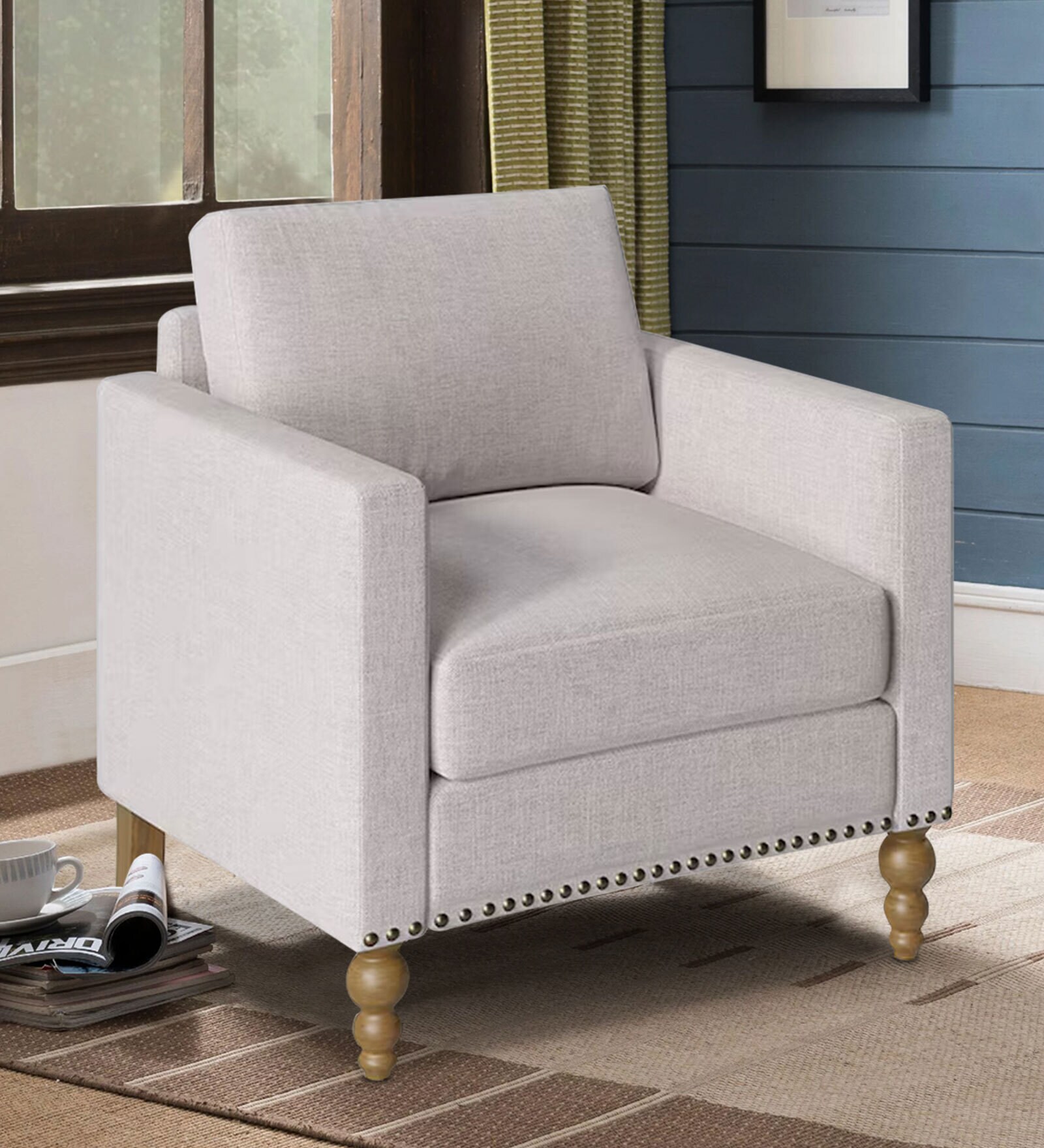 Buy Cloud Fabric Lounge Chair In Off White Color at 33% OFF by Perfect ...