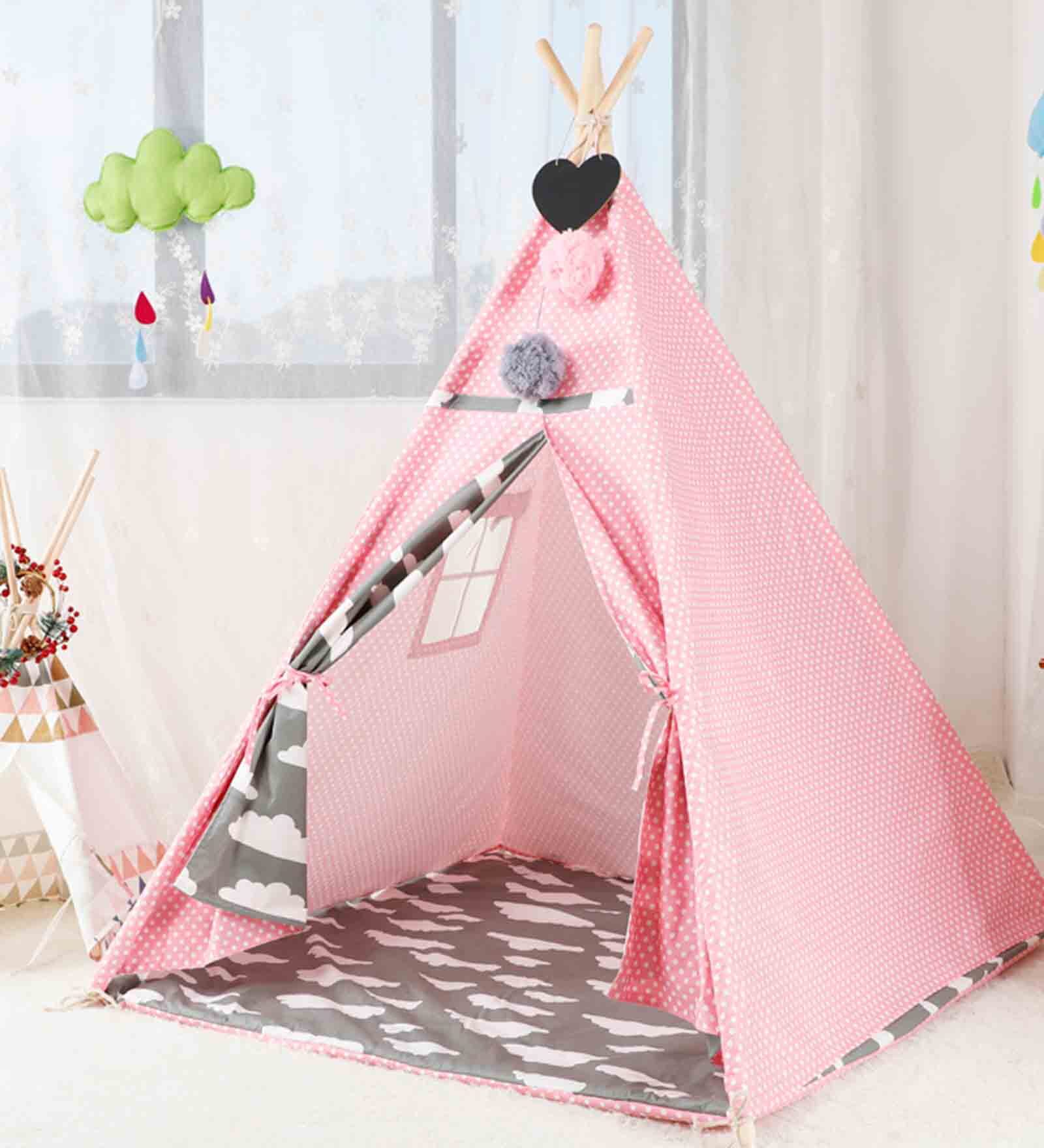 Buy Cloud Printed Teepe with Mattress in Pink Colour by Polka Tots ...