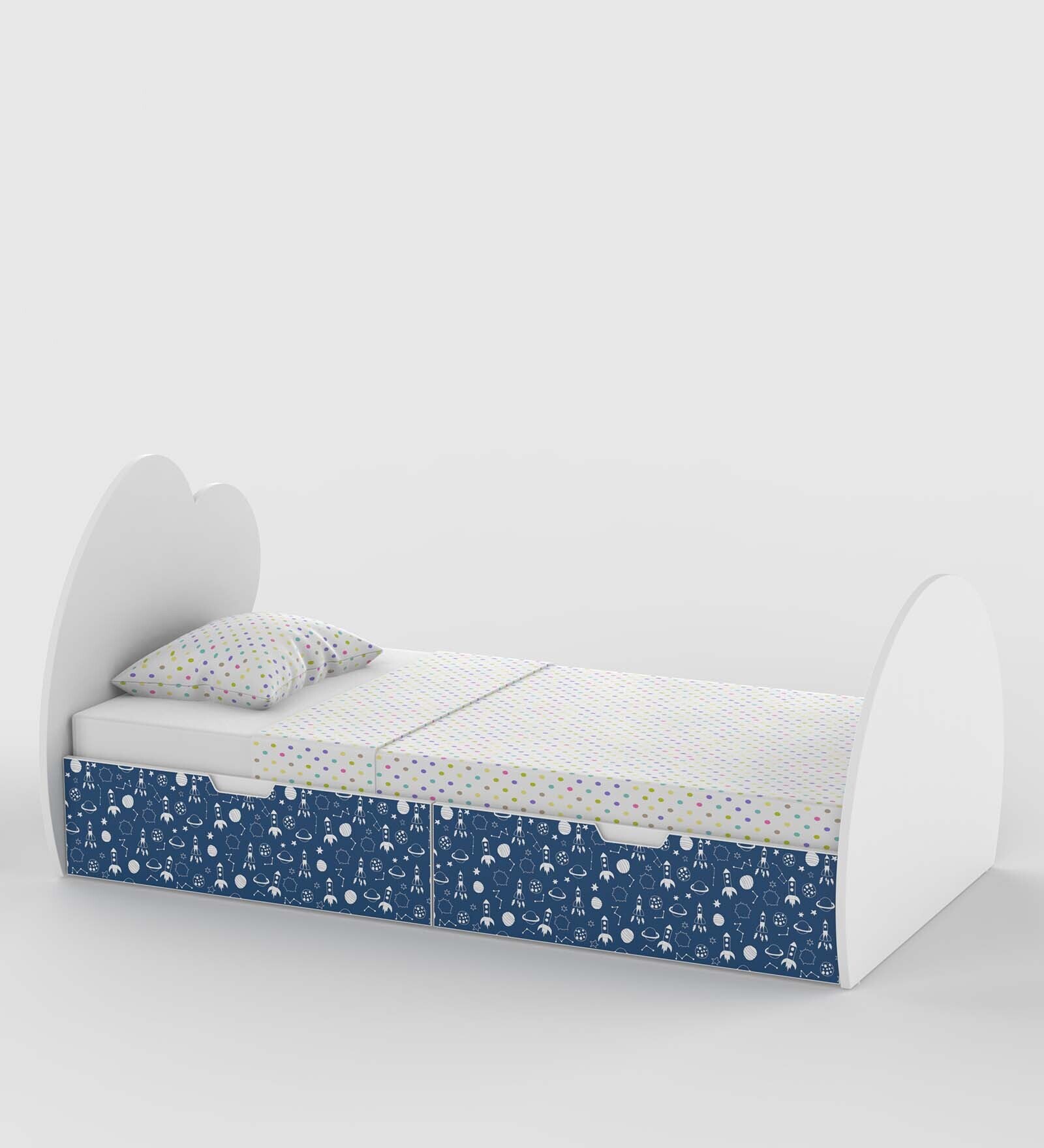 Buy Cloud Kids Bed in White & Blue Colour with Drawer Storage at 25% OFF by Boingg! - A Happy ...