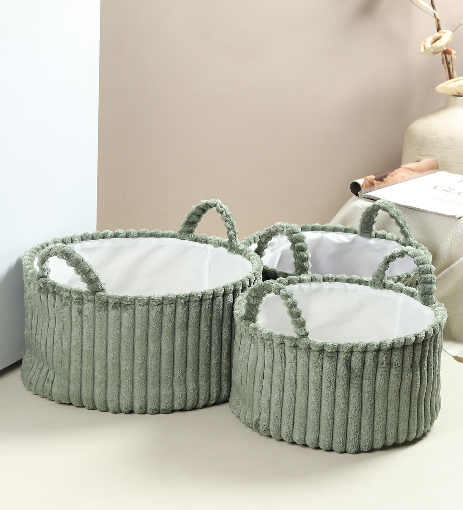 Buy Cloud Weave Cloth Basket Squashy Green Set Of 3 at 17% OFF by De ...