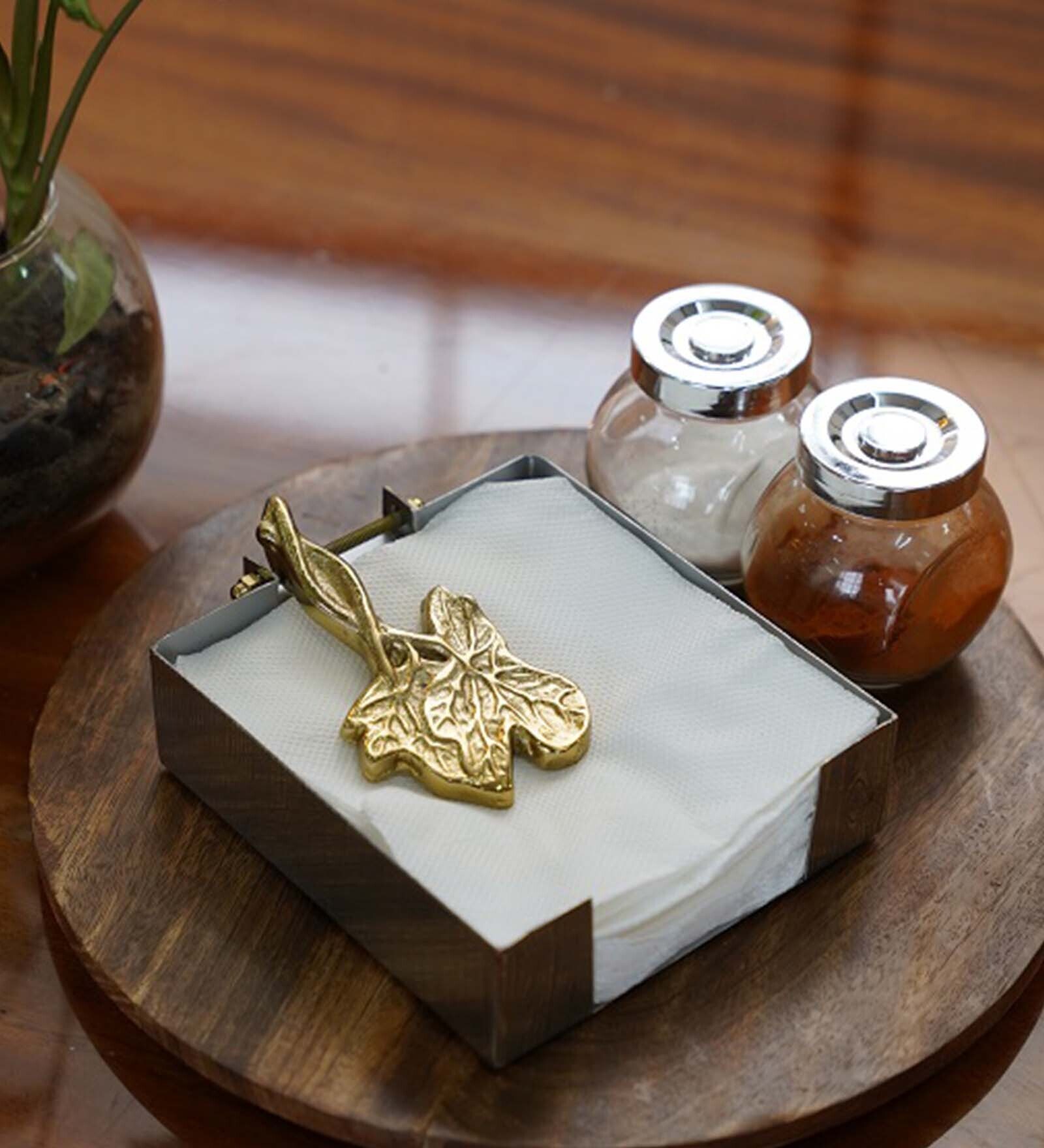 Buy Clover Brown & Gold Metal Tissue Holder at 40% OFF by Folkstorys ...