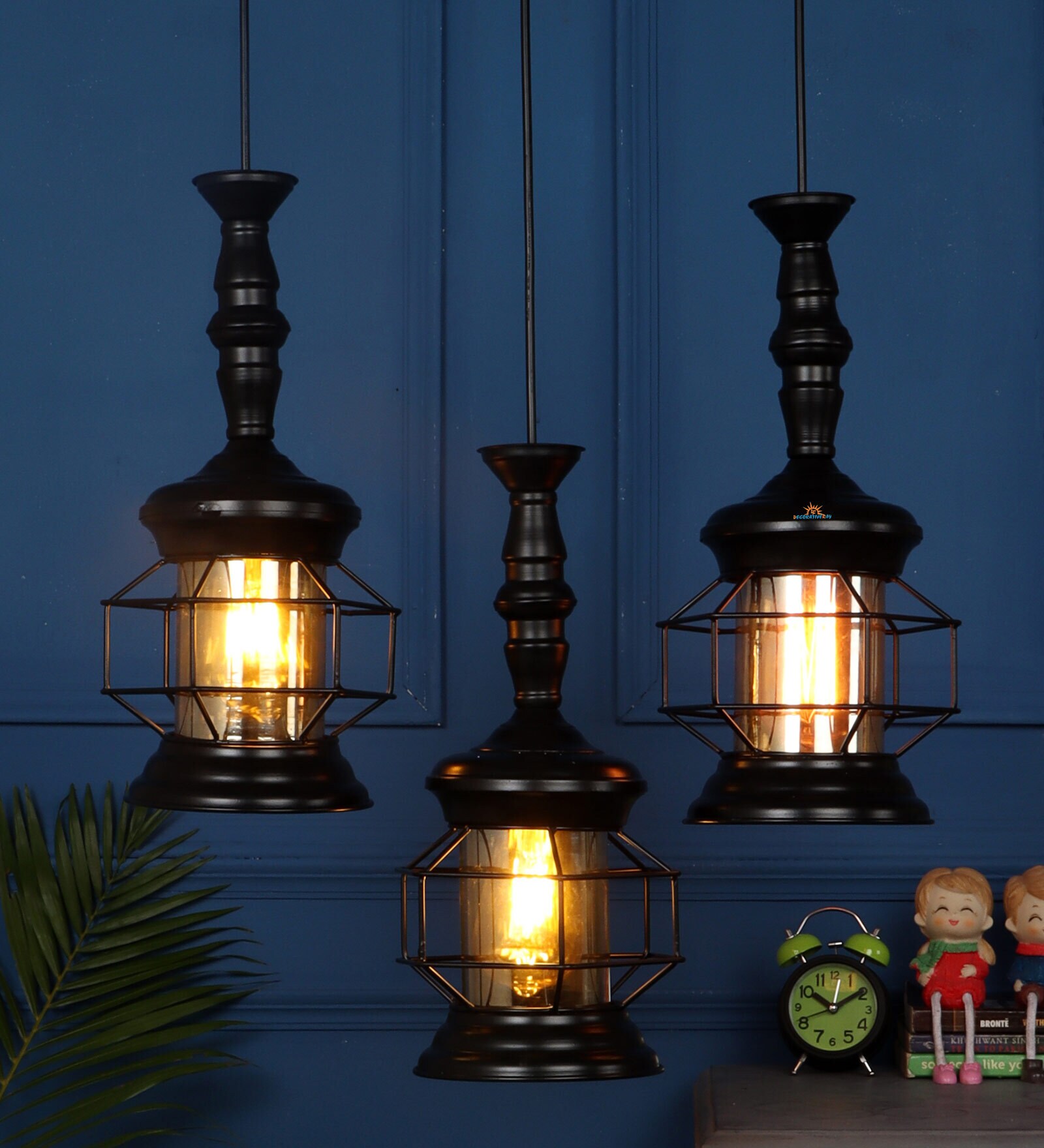 Buy Cluster Double Wire Black Jaal Hanging With Glass By Decorativeray ...