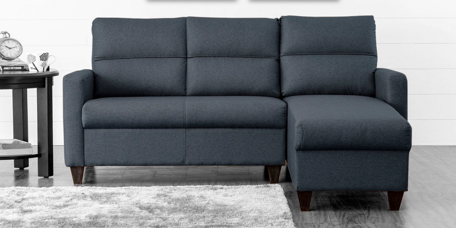 Buy Greenwolf Fabric 2 Seater LHS Sectional Sofa in Blue Colour at 6% OFF by Woodsworth from ...