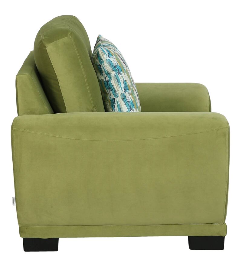 Buy Clarksville Velvet 1 Seater Sofa In Olive Green Colour By ...