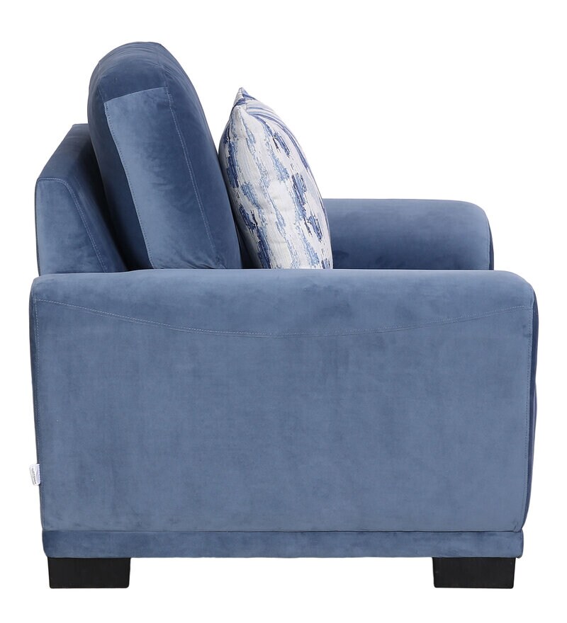 Buy Clarksville Velvet 1 Seater Sofa In Powder Blue Colour By ...