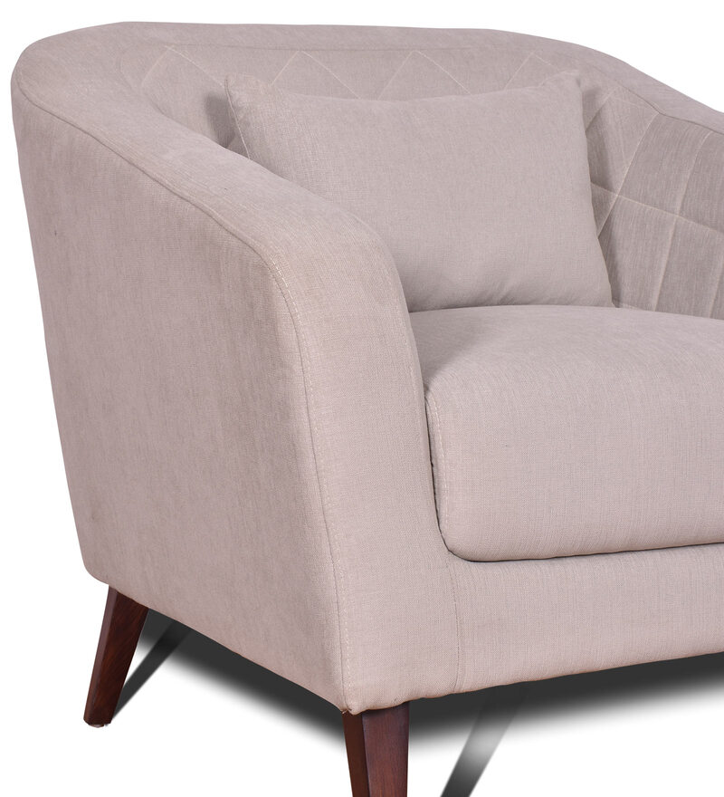 Buy Claro Fabric 1 Seater Sofa in Beige Colour Online - Mid-Century ...