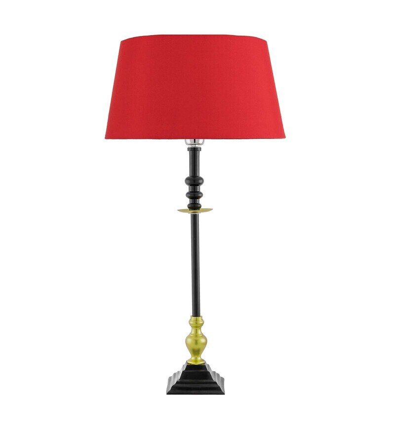 Buy Classic Imperial Black Golden Riveria Table Lamp, White Drum Shade ...