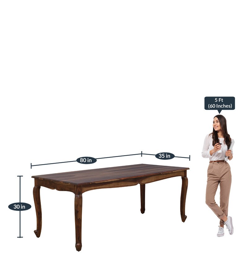 Buy Clifford Solid Wood 8 Seater Dining Table In Rustic Teak Finish By ...