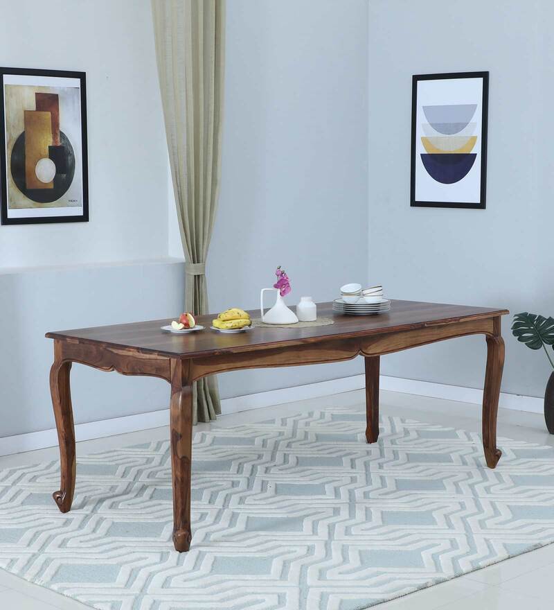 Buy Clifford Solid Wood 8 Seater Dining Table In Rustic Teak Finish By ...