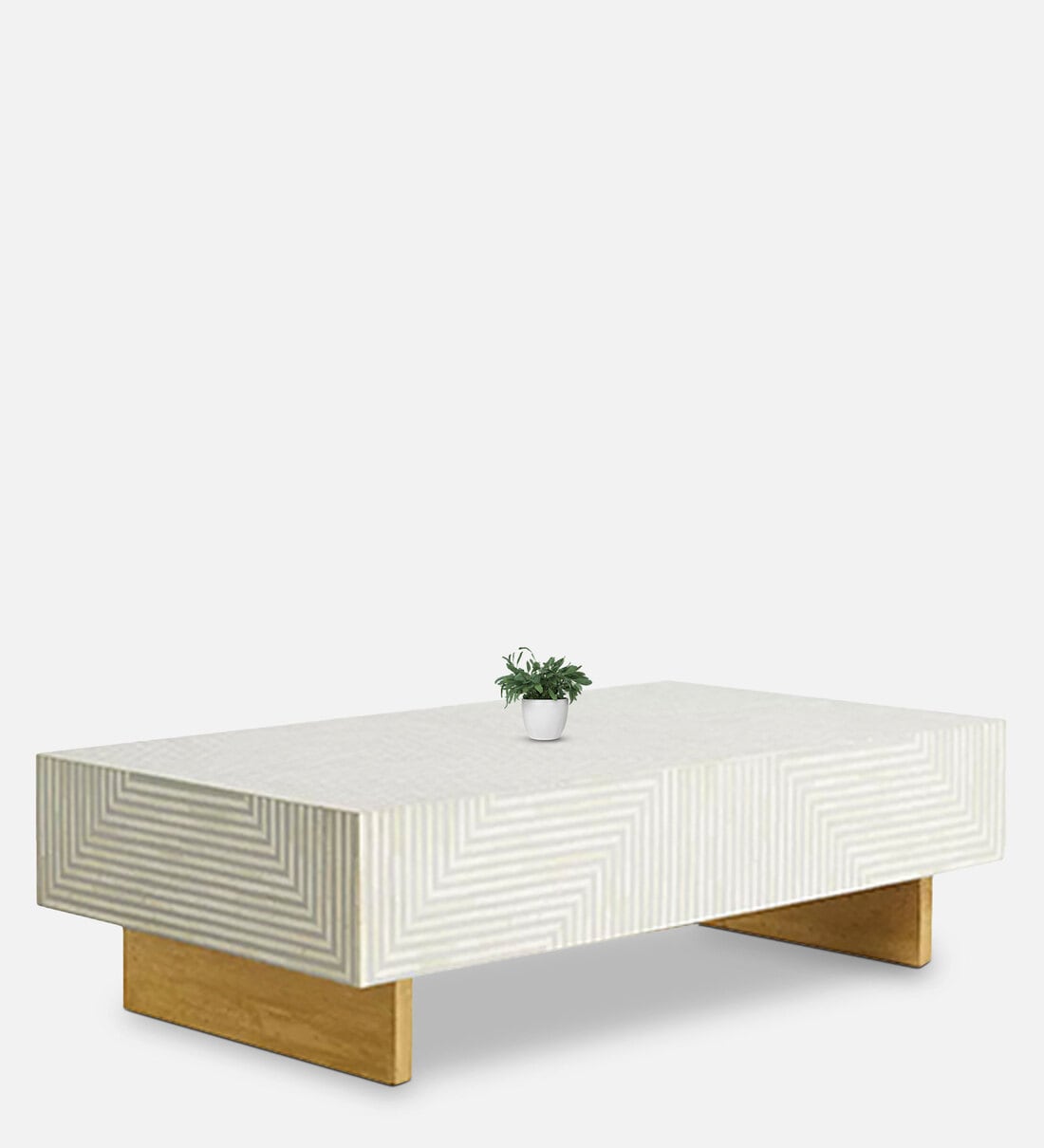 Buy Savi Stripe Bone Inlay Coffee Table in Grey & White Colour at 5% ...