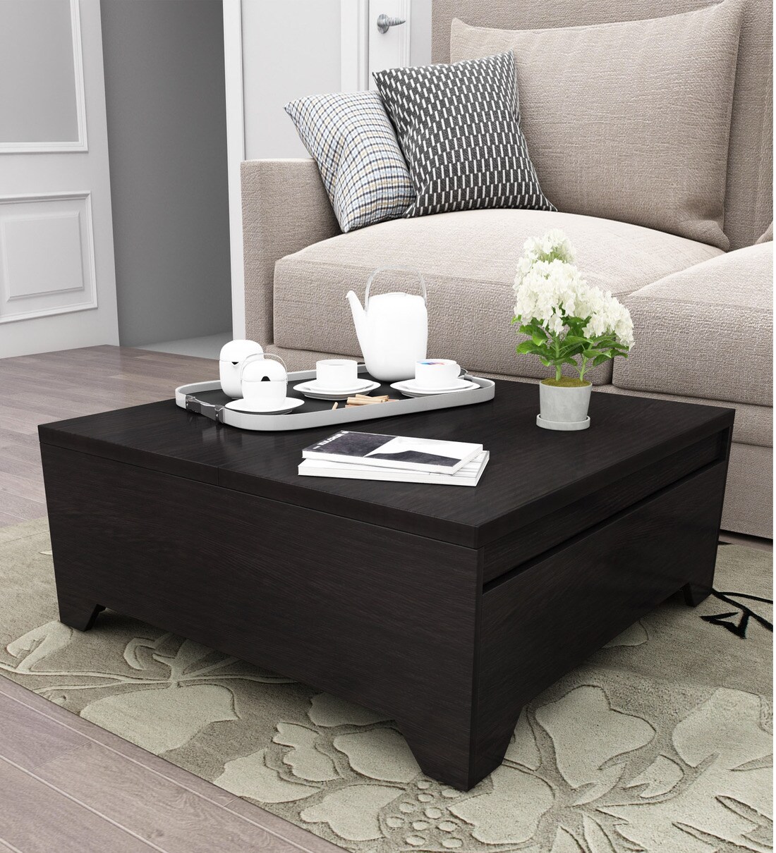 Buy Oviedo Coffee Table with Storage in Wenge Finish Online - Modern ...