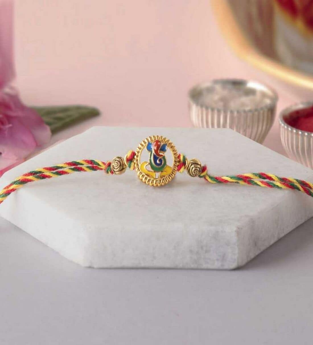 Buy Colorful Religious Lord Ganesha Rakhi with Red, Green, Yellow ...