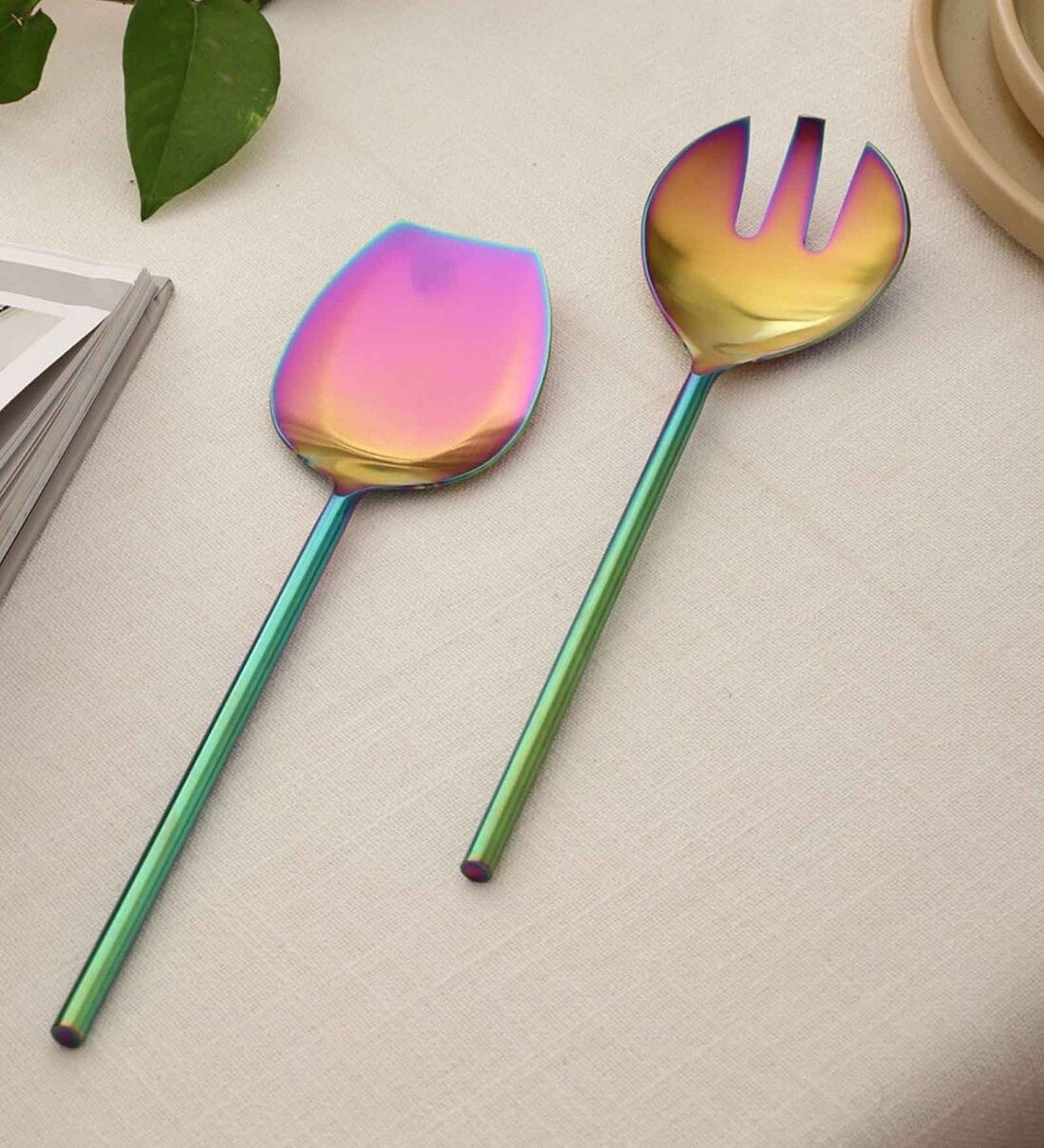 Buy ColorSplash Rainbow Stainless Steel Serving Spoons (Set of 2) at 29 ...