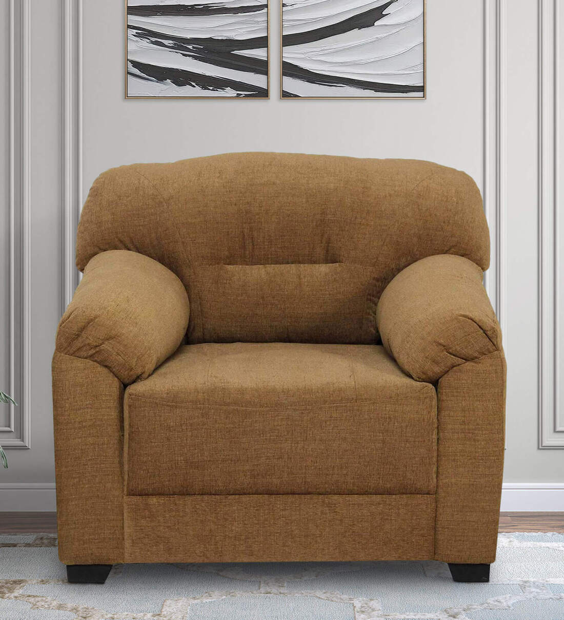 Buy Colton Fabric 1 Seater Sofa in Coffee Brown Colour at 9% OFF by ...